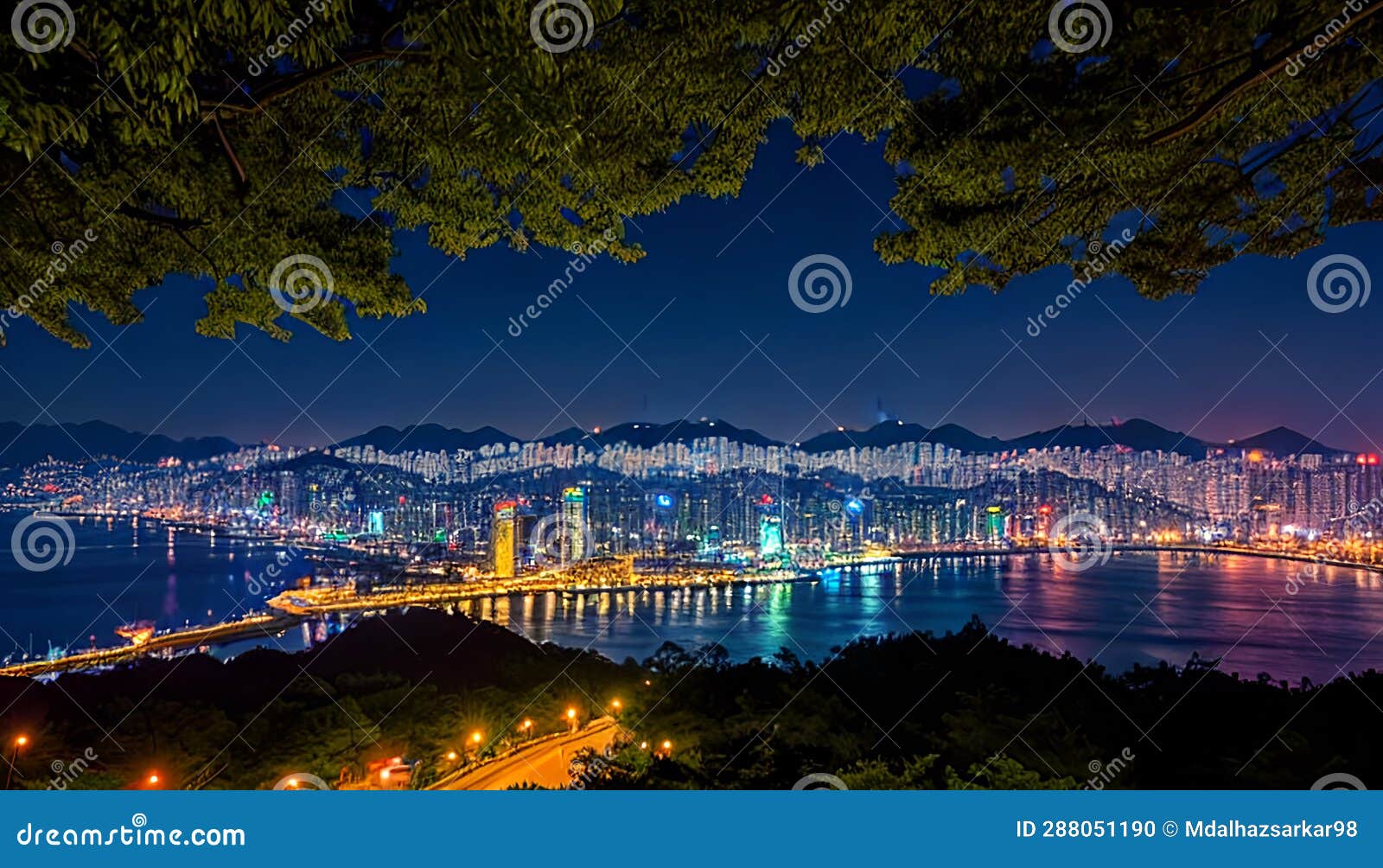 Night views south korea stock illustration. Illustration of evening ...