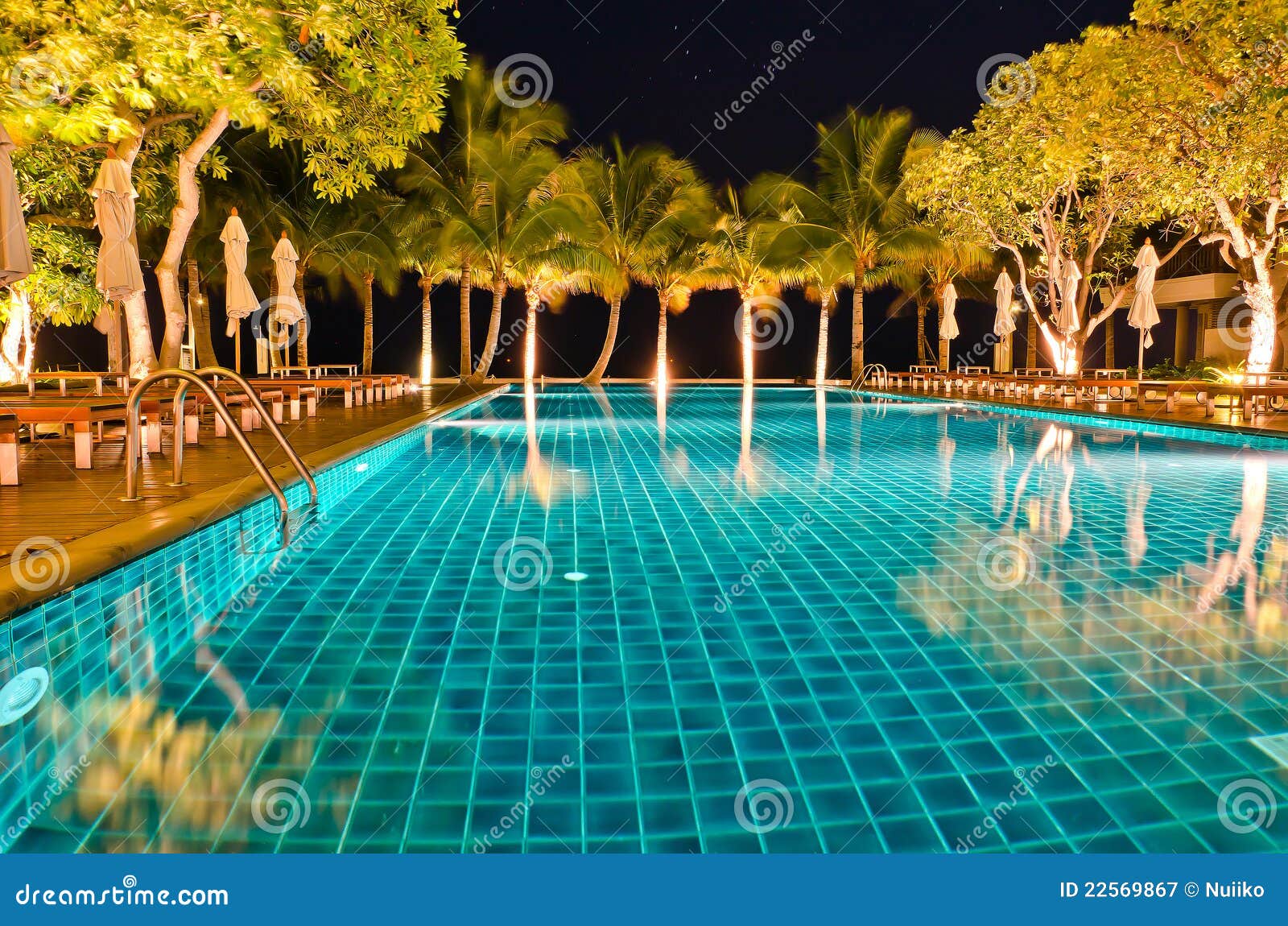 Night Views of Swiming Pool Stock Image - Image of reflection, pool ...