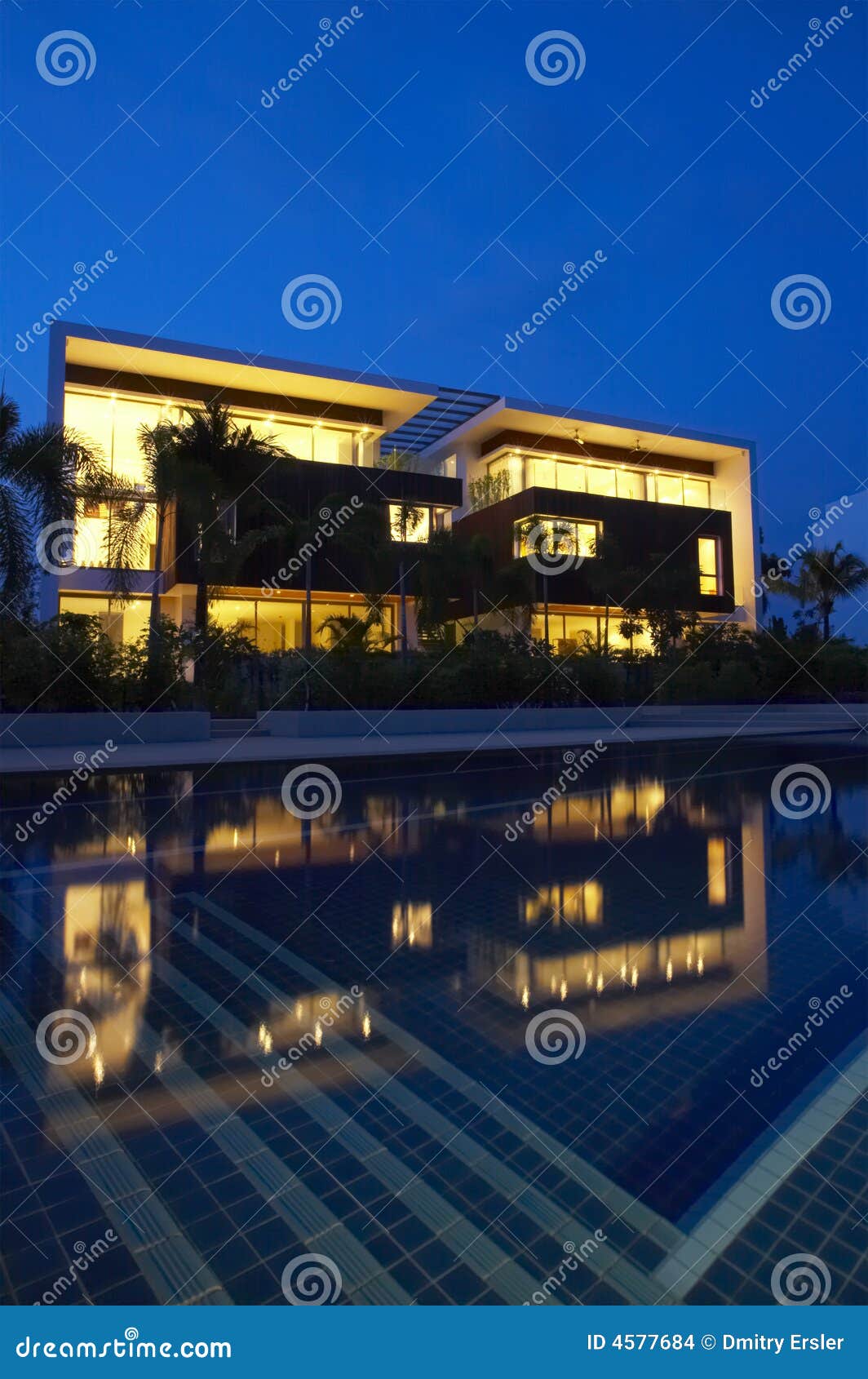 Night villa stock photo. Image of entrance, property, pool - 4577684