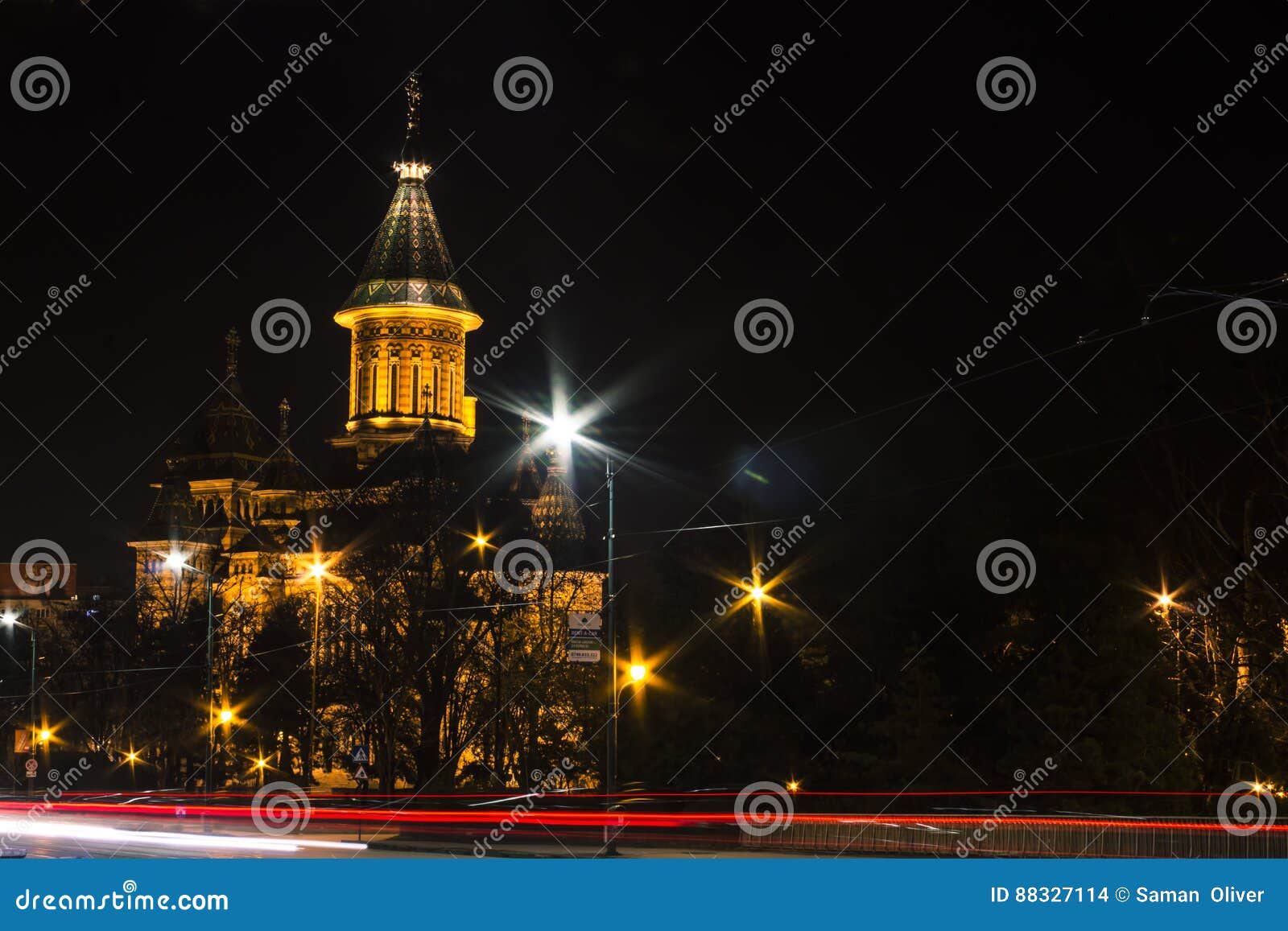 Night Vision Cathedral Timisoara Editorial Stock Image - Image of ...