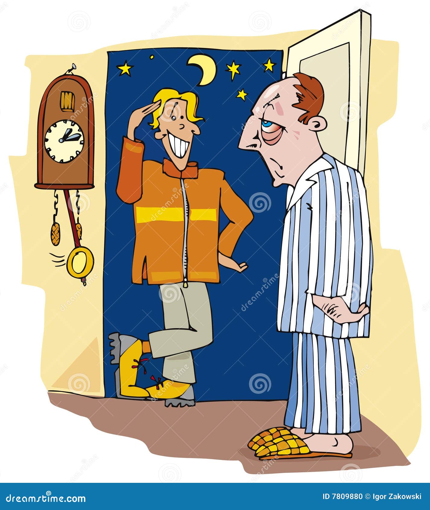 Night visit stock vector. Illustration of witty, comic - 7809880