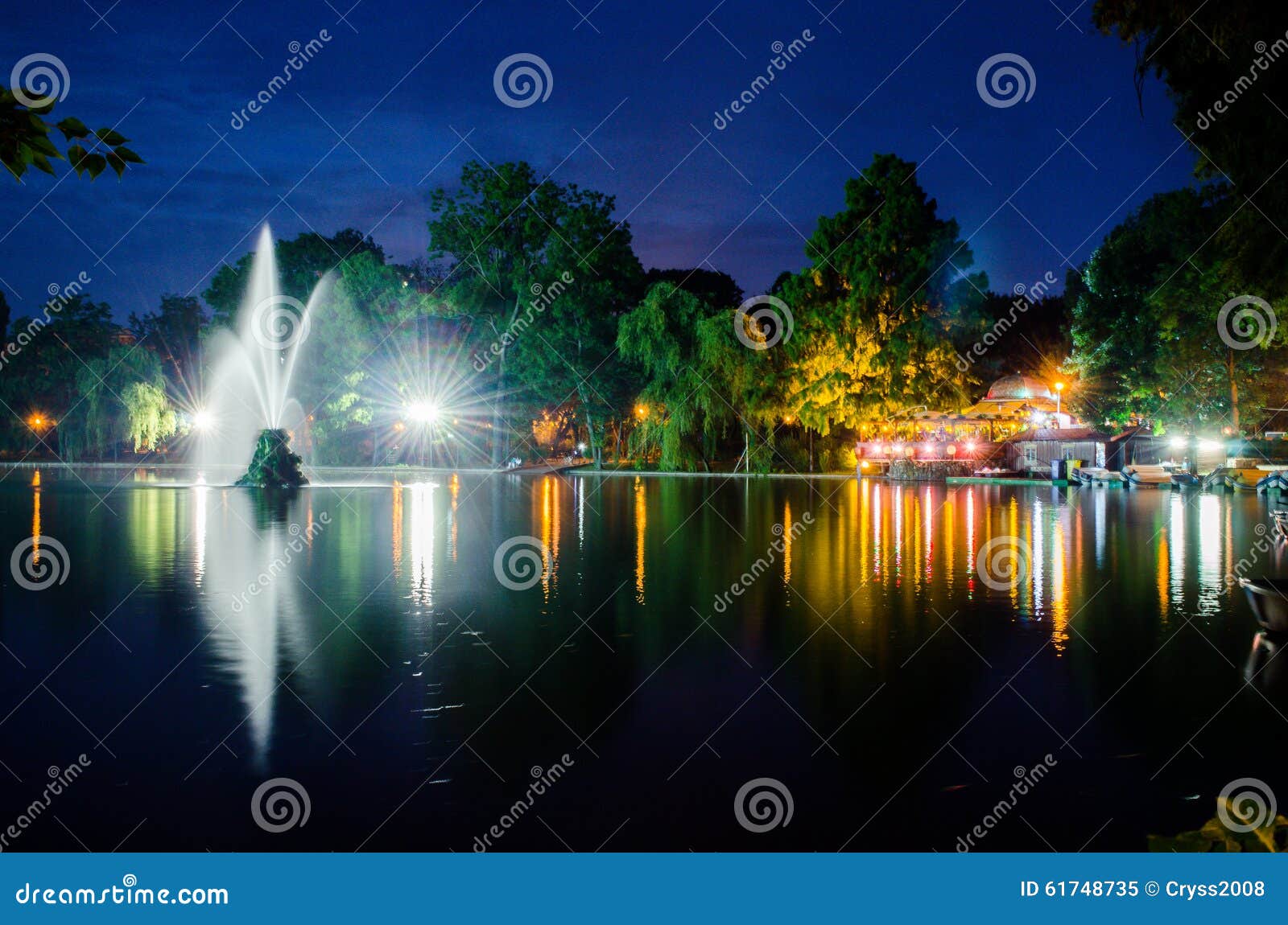 Night water fountain editorial image. Image of boat, nature - 61748735