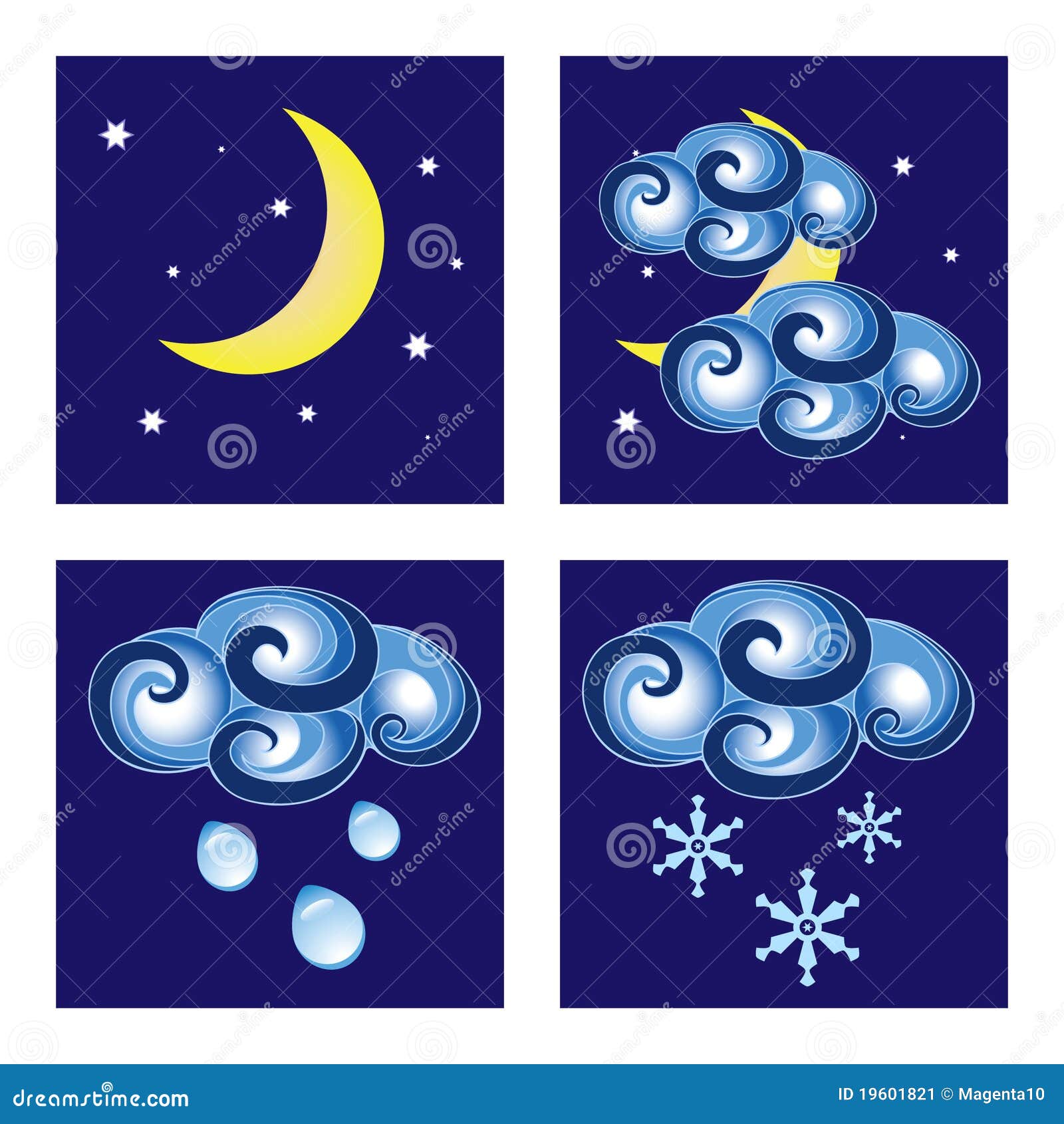 Night Weather, Cloud And Moon Isometric Icon. 3d Line Art Technical ...