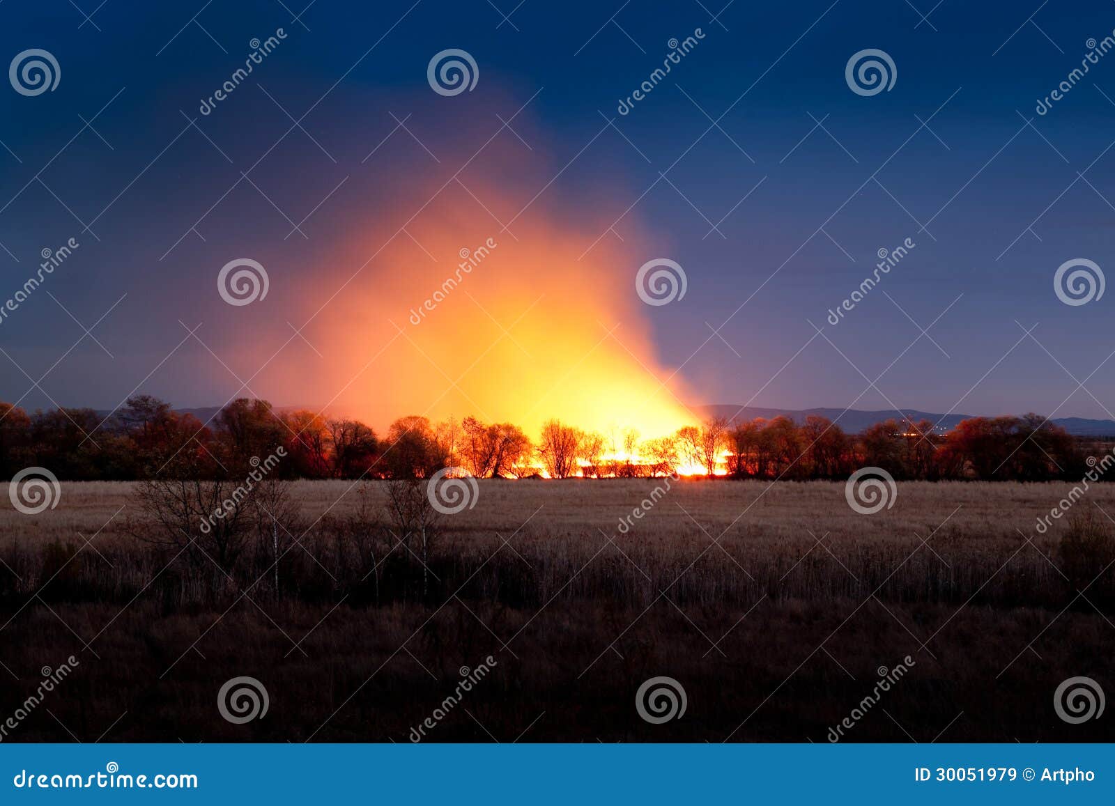 Night wildfire stock image. Image of night, damage, wildfire - 30051979