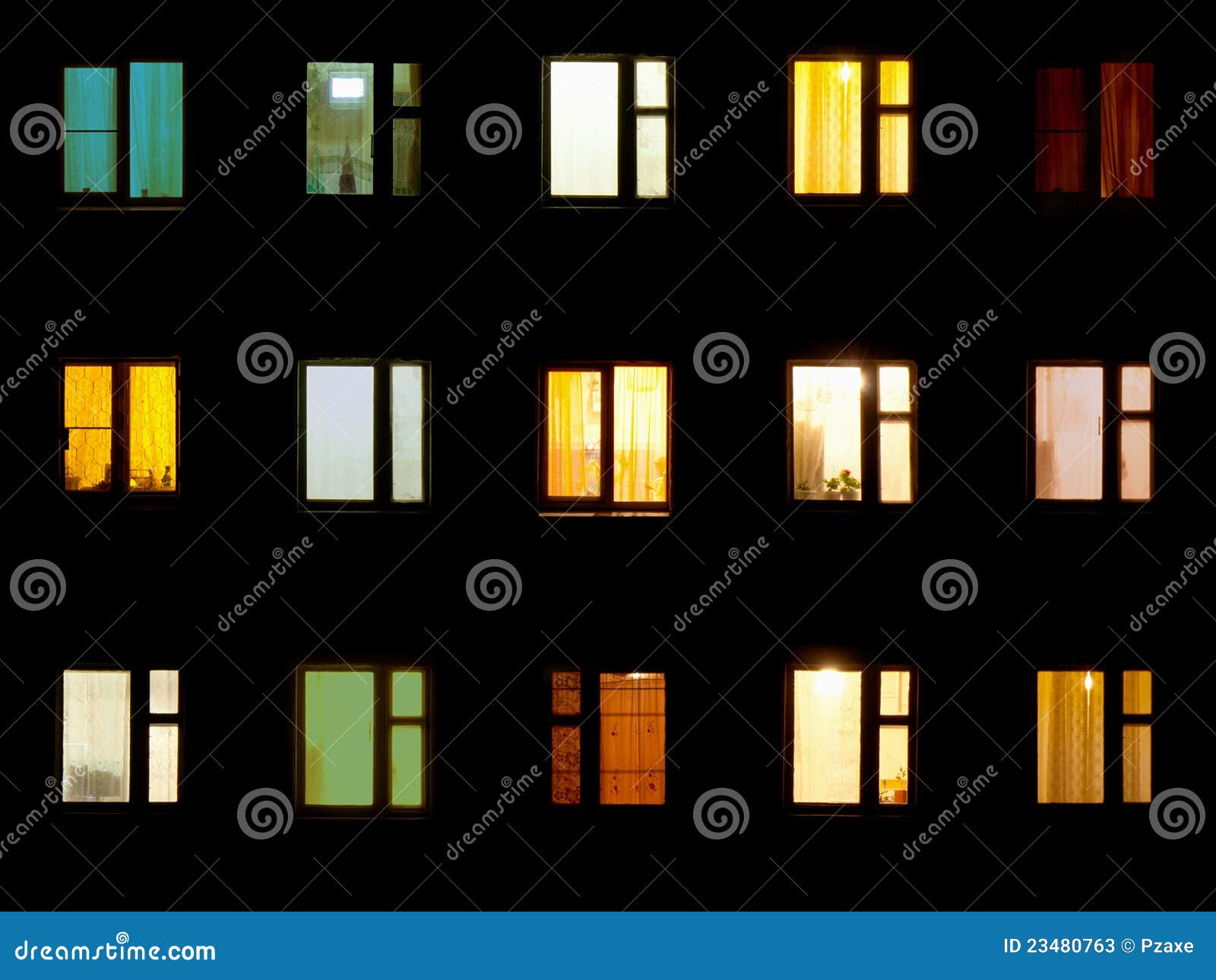 Night Windows - Block of Flats Background Stock Image - Image of dusk ...