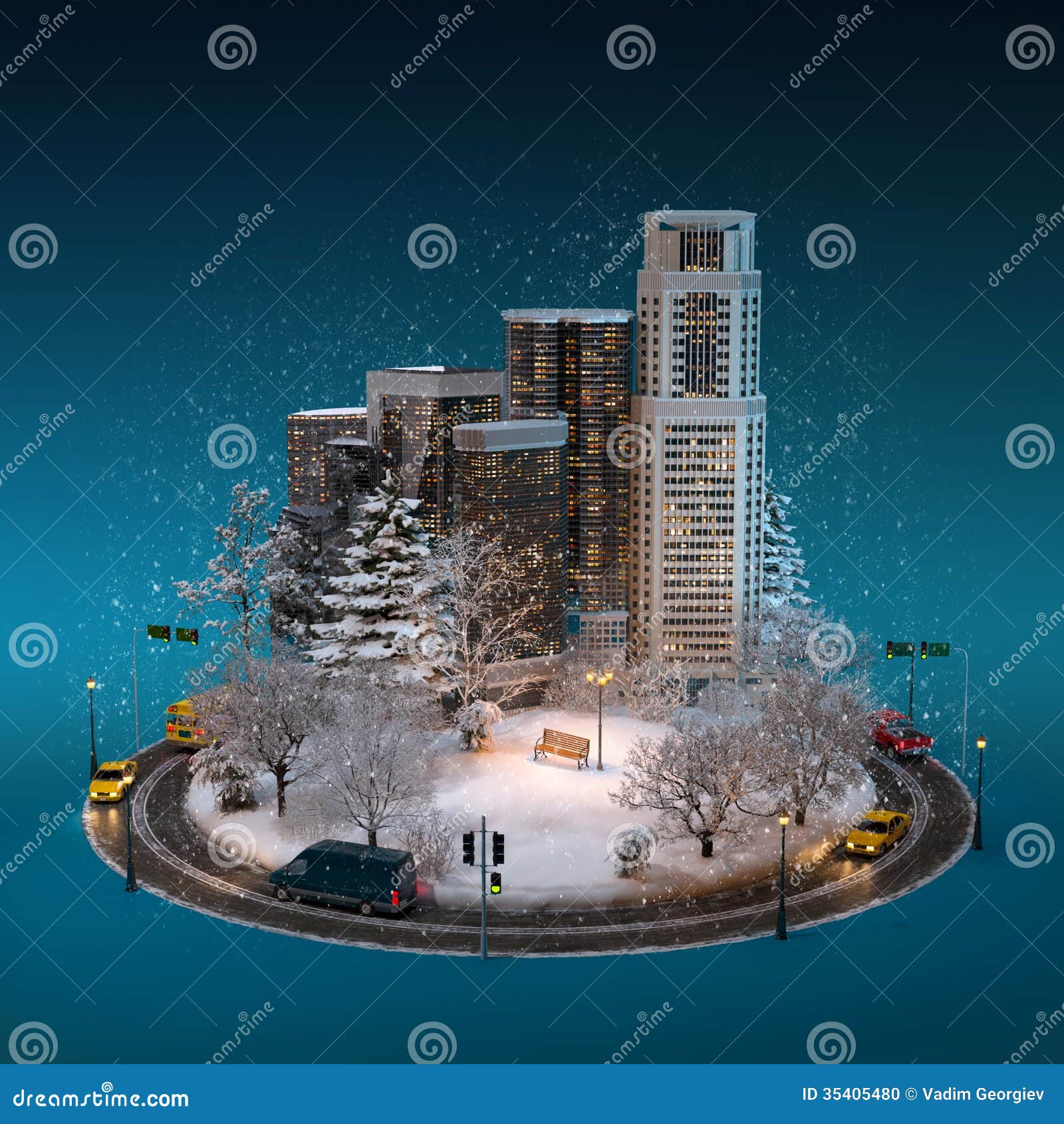 Night winter cityscape stock photo. Image of cityscape - 35405480