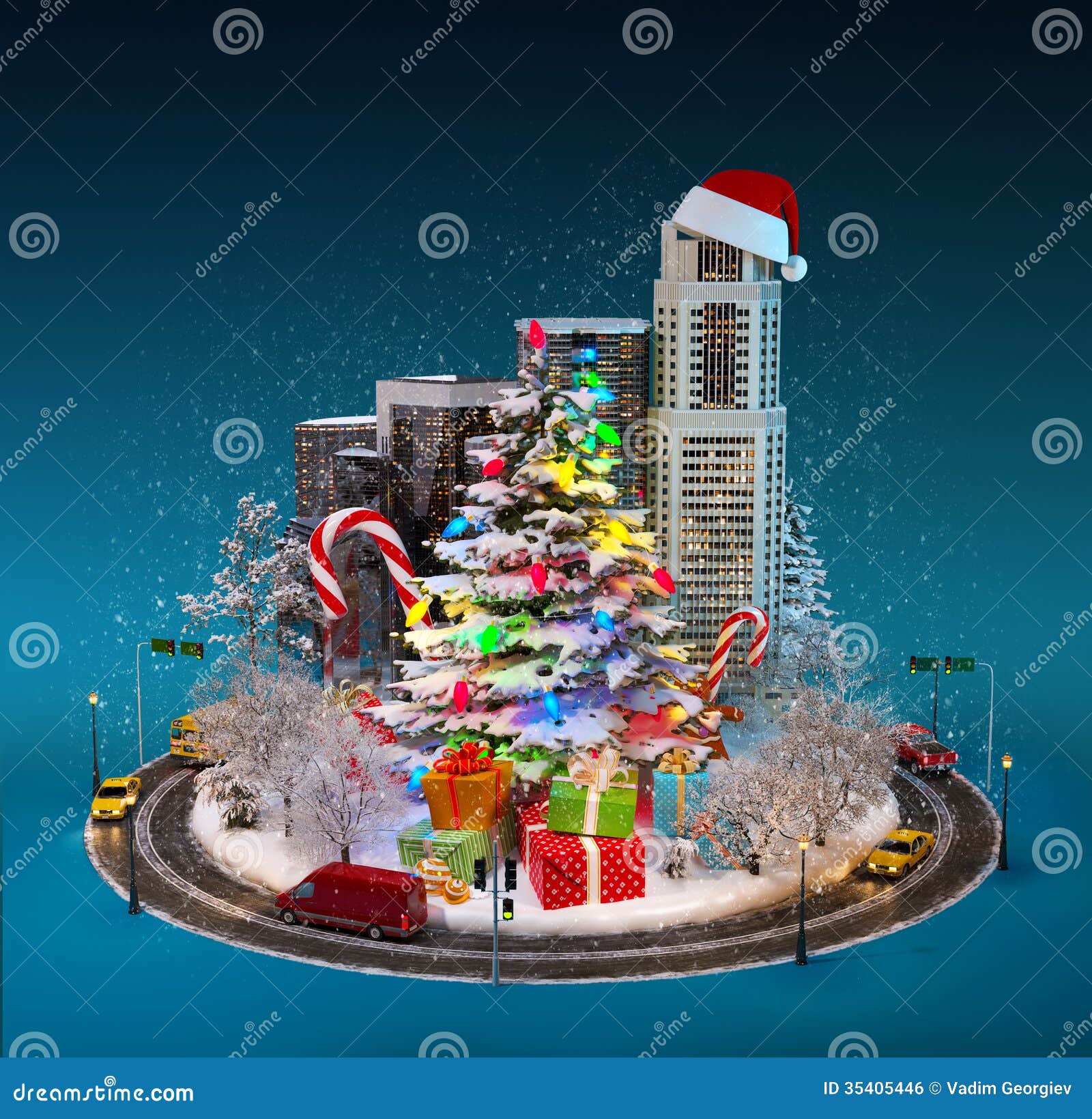 Night winter cityscape stock photo. Image of flow, snow - 35405446