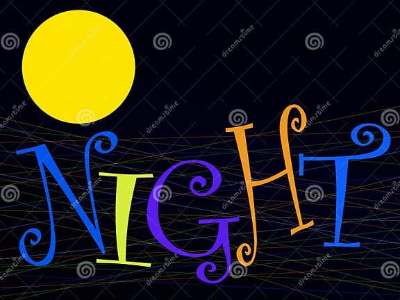 Night word and moon stock illustration. Illustration of moon - 6726244