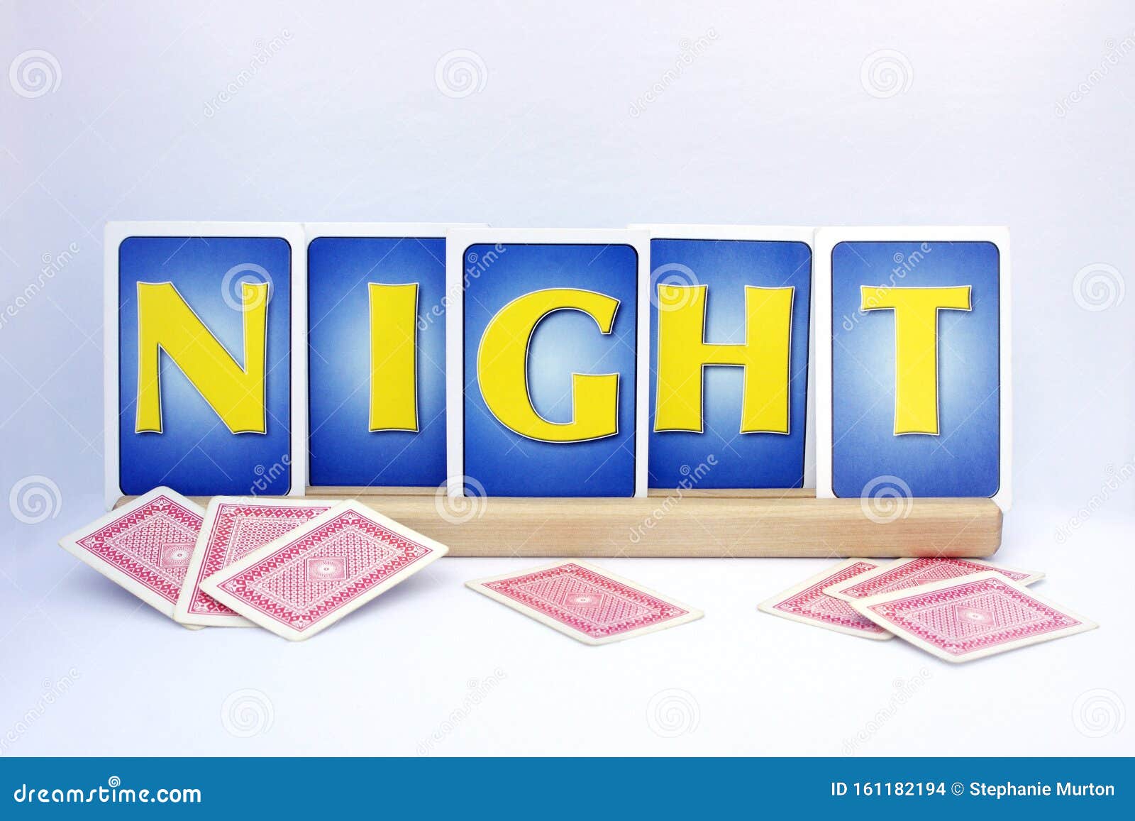 Night Word with Playing Cards Stock Photo - Image of excitement, yellow ...