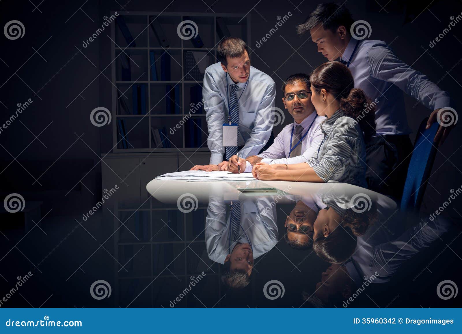 Night work stock photo. Image of businesswoman, reflected - 35960342