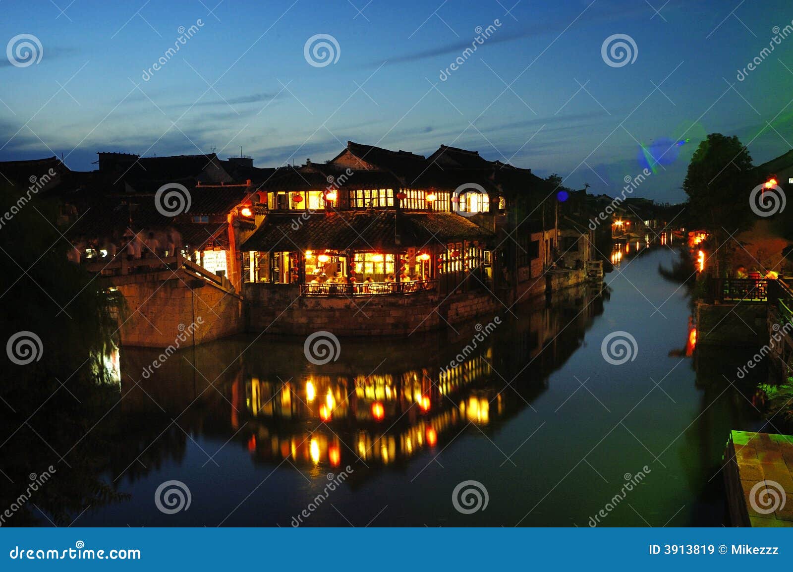 The night of XiTang town stock image. Image of scenery - 3913819