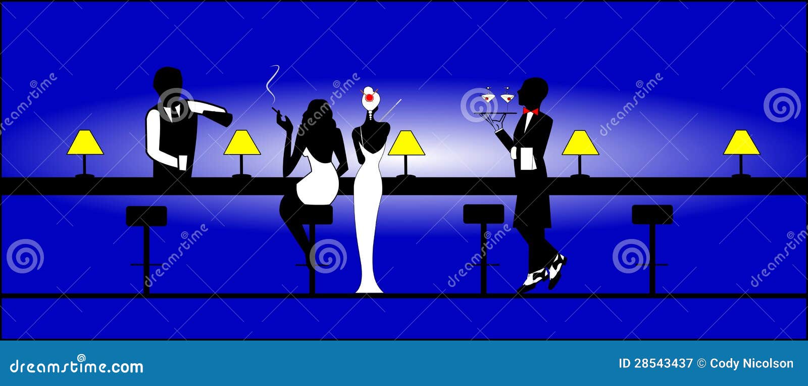 Spaced Nightclub Scene Clipart