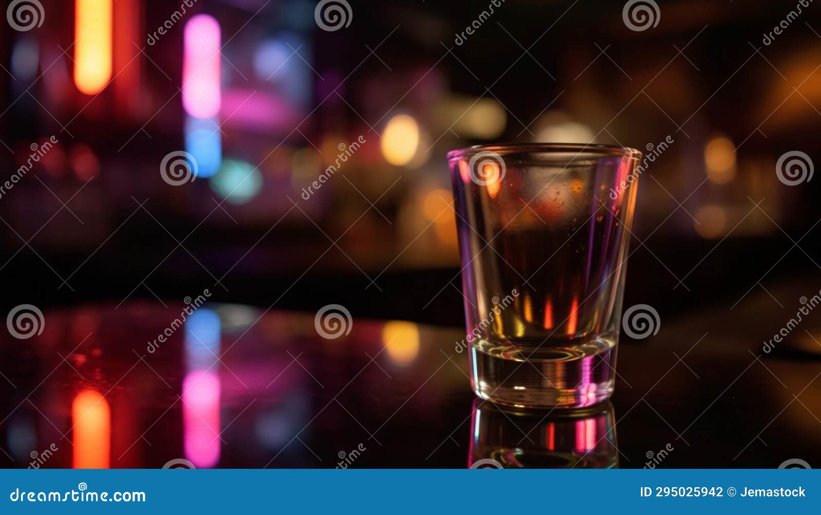 Nightclub Bar Drink Party Celebration Illuminated Glass Reflects Blue