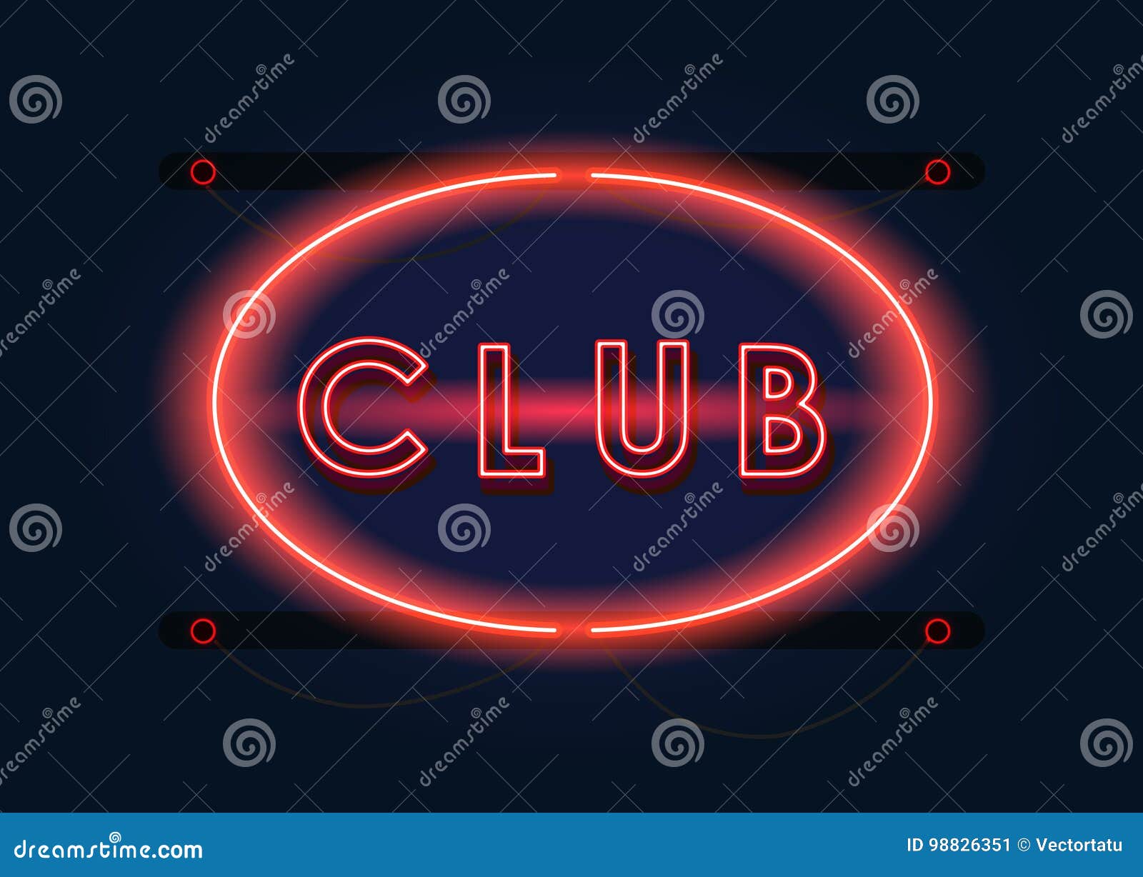 Nightclub red neon sign stock vector. Illustration of advertising ...