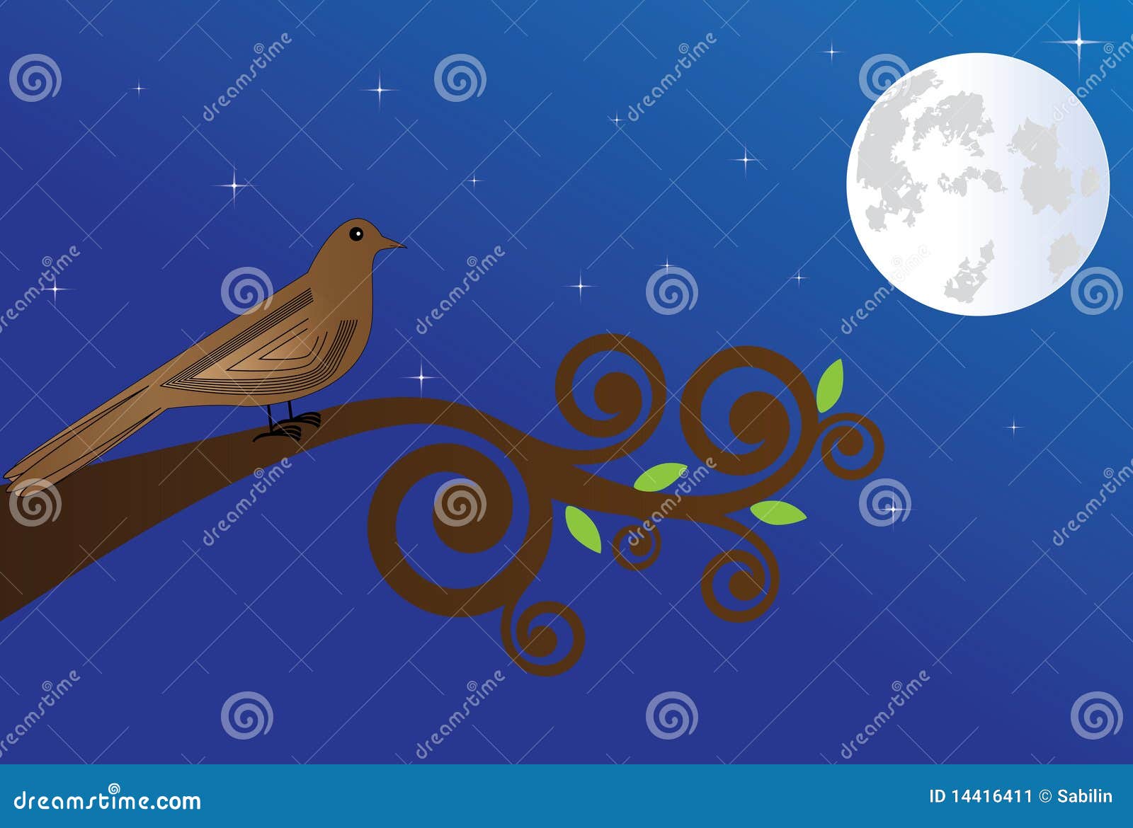 Nightingale stock illustration. Illustration of branch - 14416411