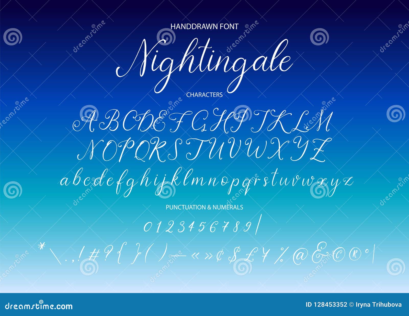 Nightingale. Handdrawn Calligraphic Vector Font Stock Vector ...