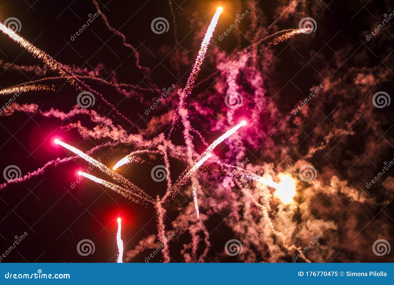 Nightlife Concept Celebration with Coloured Fireworks Stock Image ...