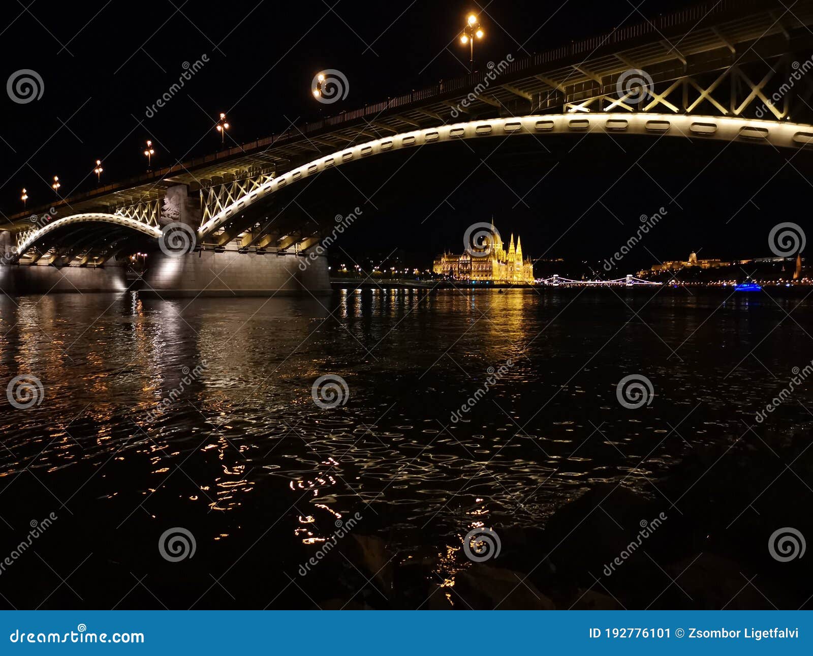 Nightlife at the River Reflection Stock Image - Image of landmark ...