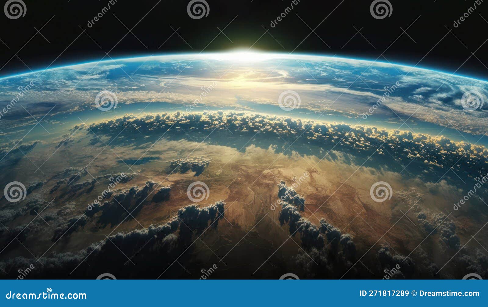 Nightly Earth Planet in Outer Space with Sun Flare Stock Illustration ...