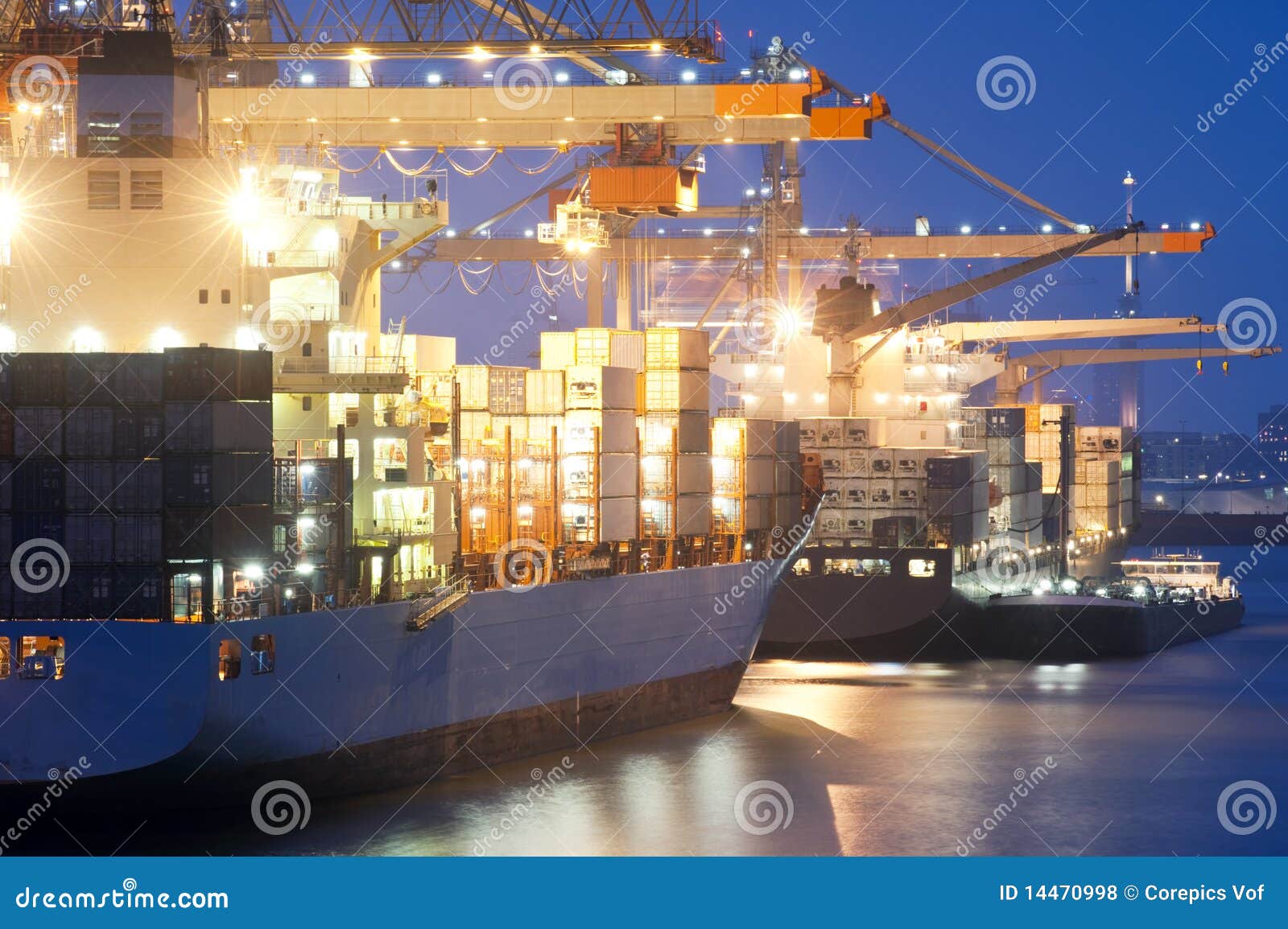 Nightly harbor activity stock photo. Image of transport - 14470998
