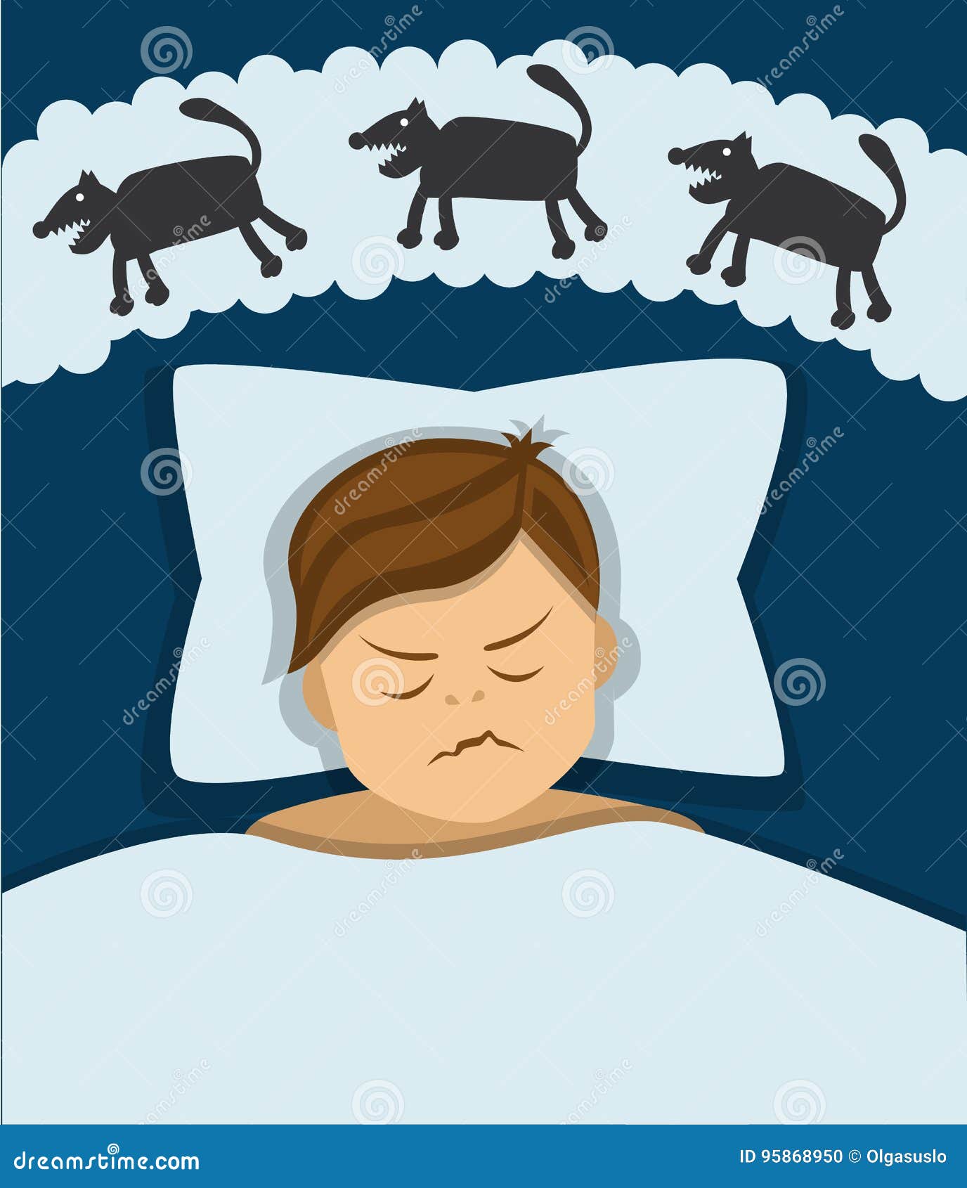 Nightmare And Bad Sleep Vector Illustration | CartoonDealer.com #95868950