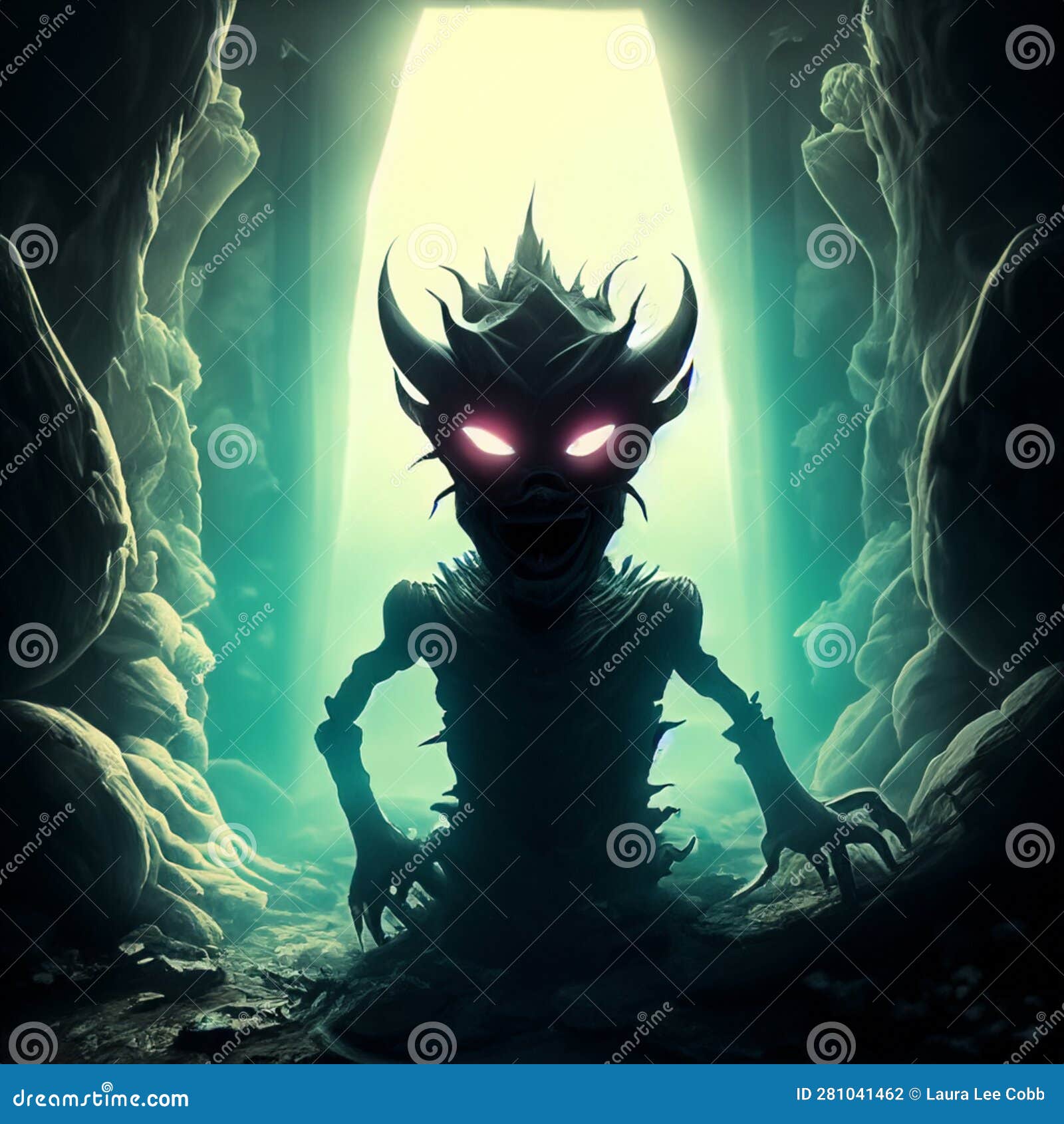 Nightmare Creature In His Lair Vector Illustration | CartoonDealer.com ...