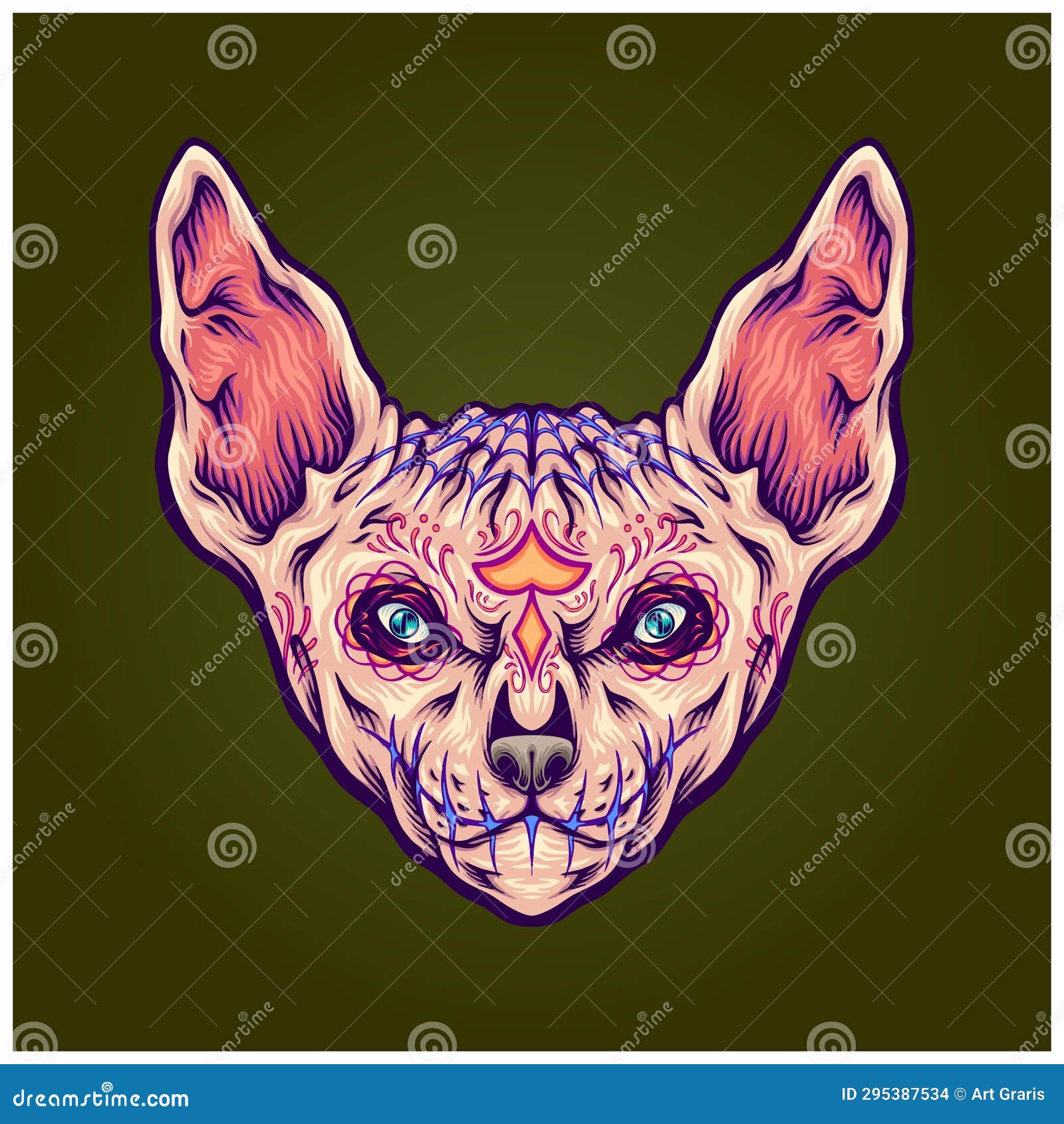 Nightmare creepy bat head stock vector. Illustration of creepy - 295387534
