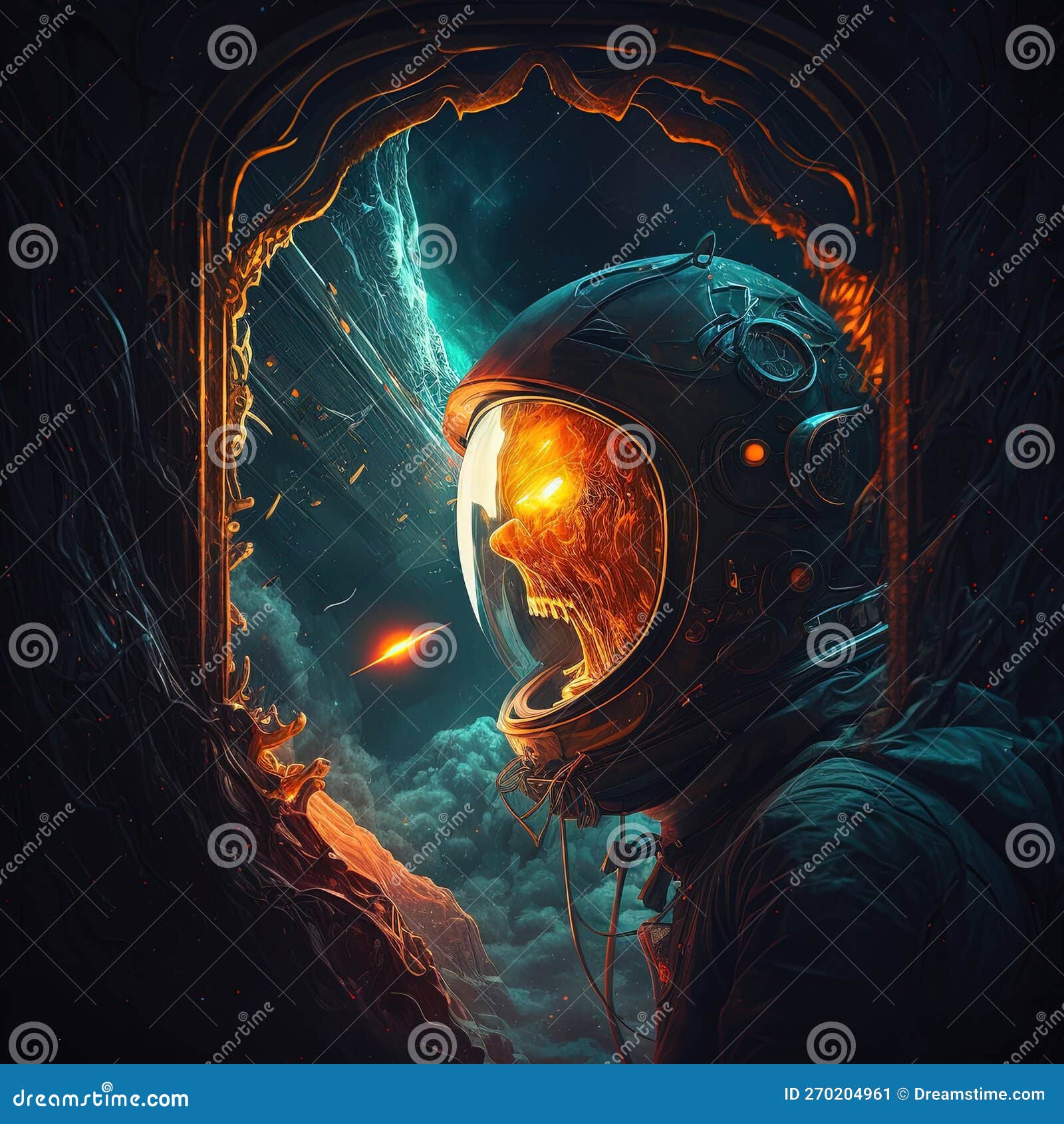 Nightmare in Deep Space. a Science Fiction Horror Concept. Generative AI Stock Illustration ...