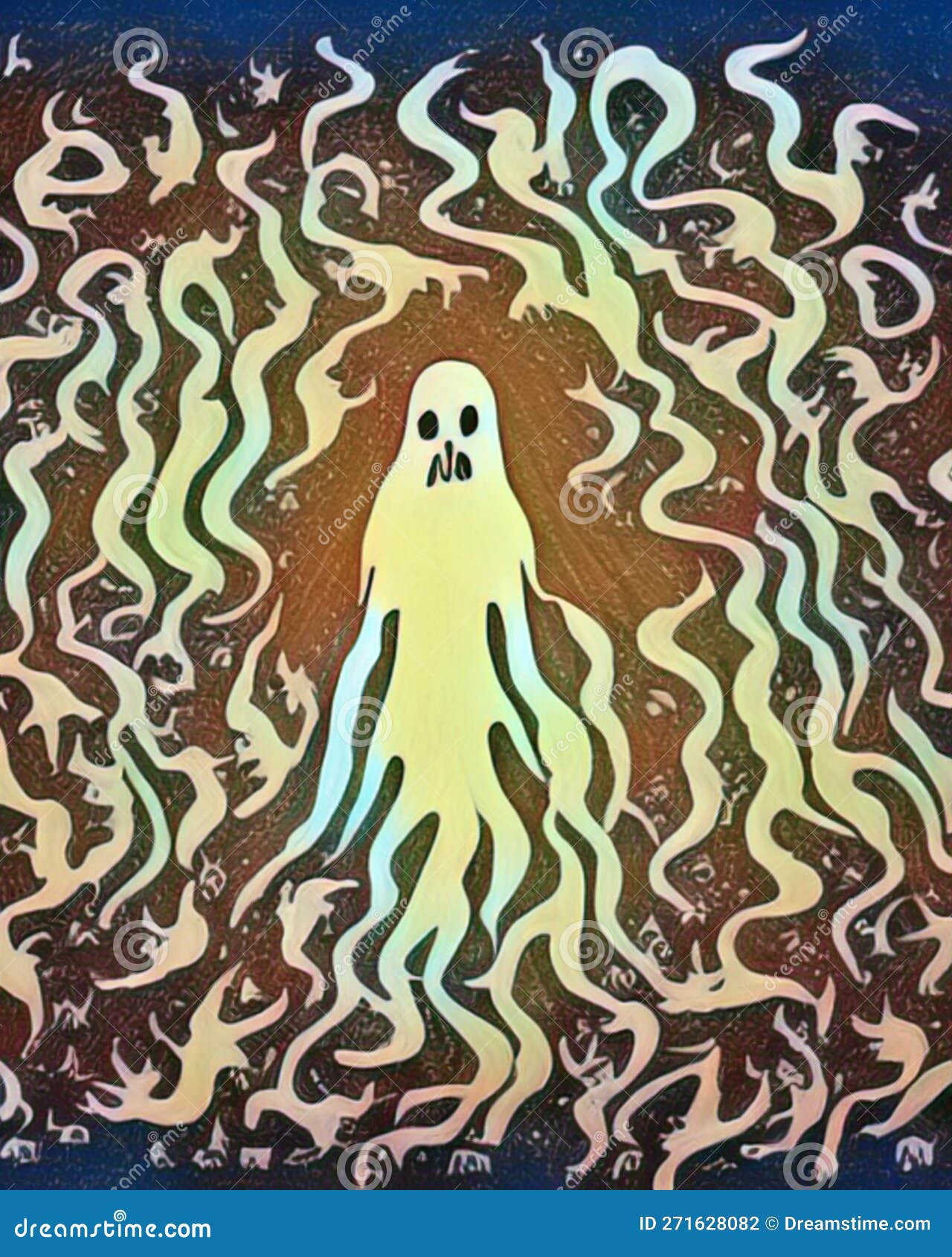 Nightmare with many ghosts stock illustration. Illustration of clipart ...