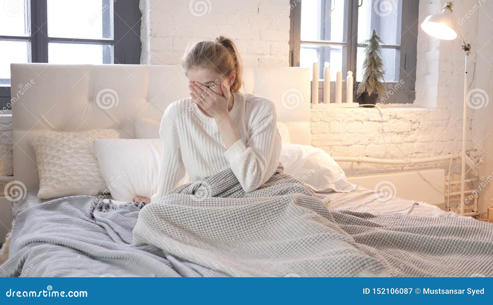 Nightmare, Sleeping Young Girl Waking Up in Shock Stock Video - Video ...