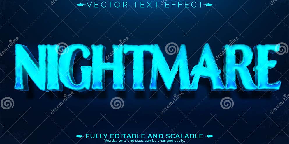 Nightmare Text Effect, Editable Cyberpunk and Neon Text Style Stock ...