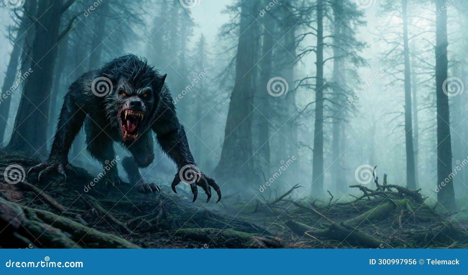 Nightmare Unleashed: the Aggressive Werewolf in the Sinister Forest ...