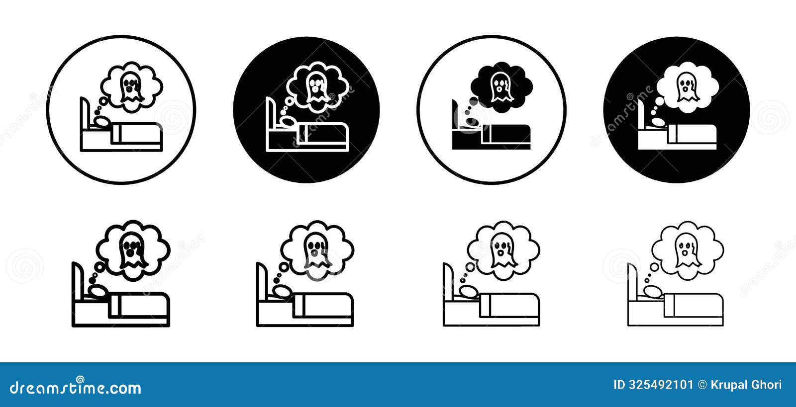 Nightmare Vector Icon Set Collection. Nightmare Outline Flat Icon Stock Vector - Illustration of ...