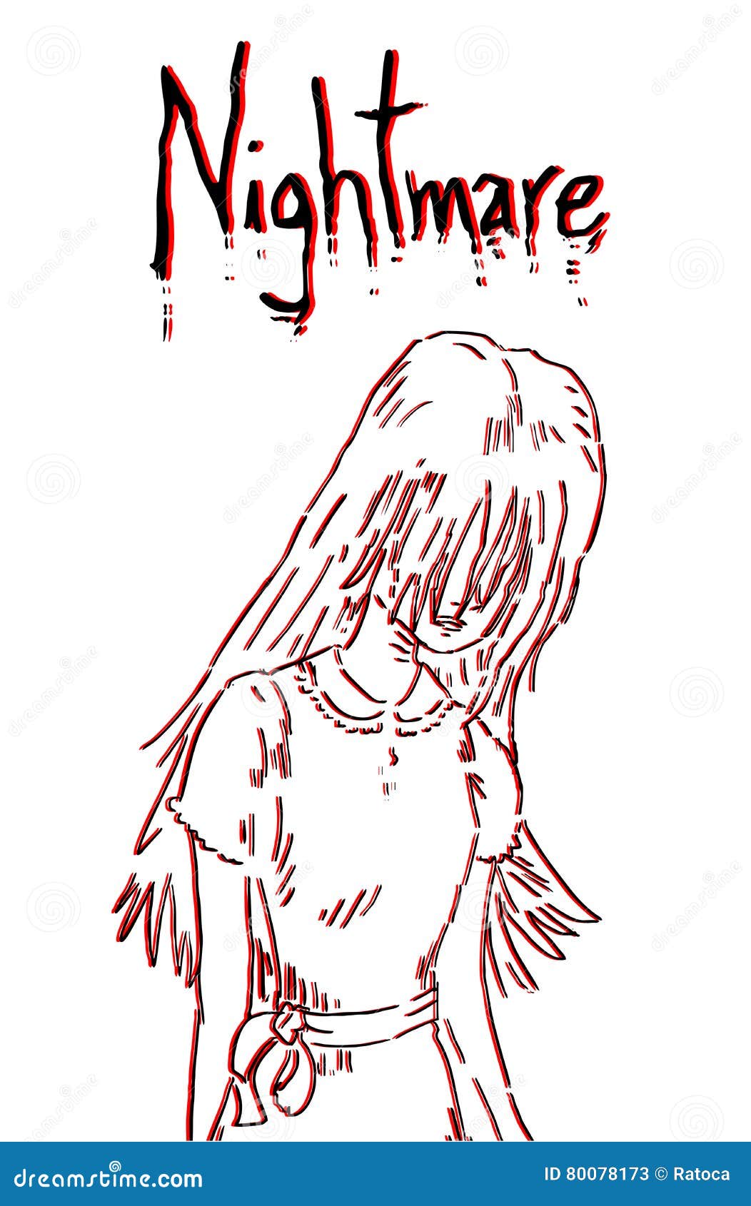 Nightmare woman draw stock vector. Illustration of terror - 80078173
