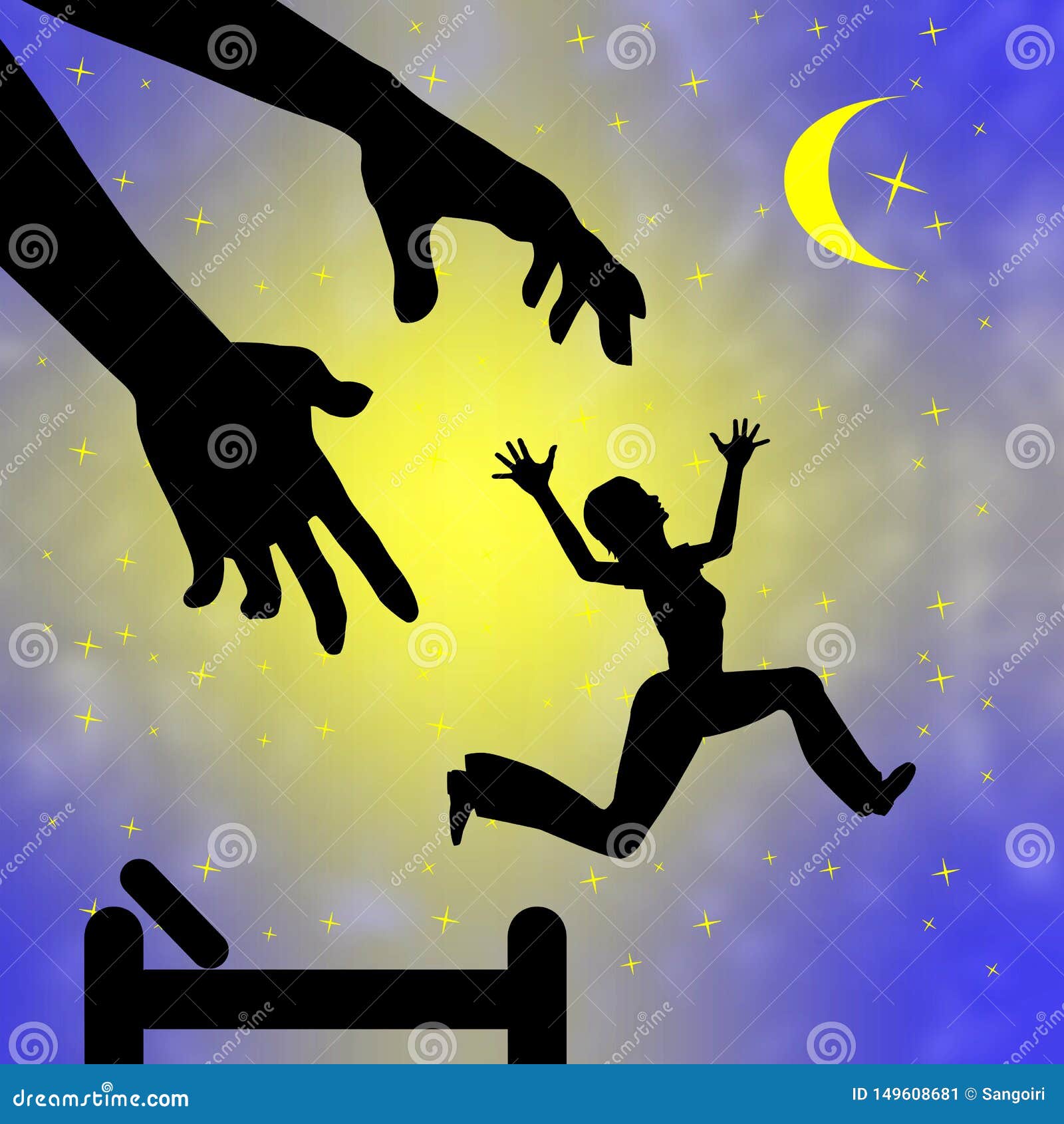 Nightmares and sleep stock illustration. Illustration of mental - 149608681