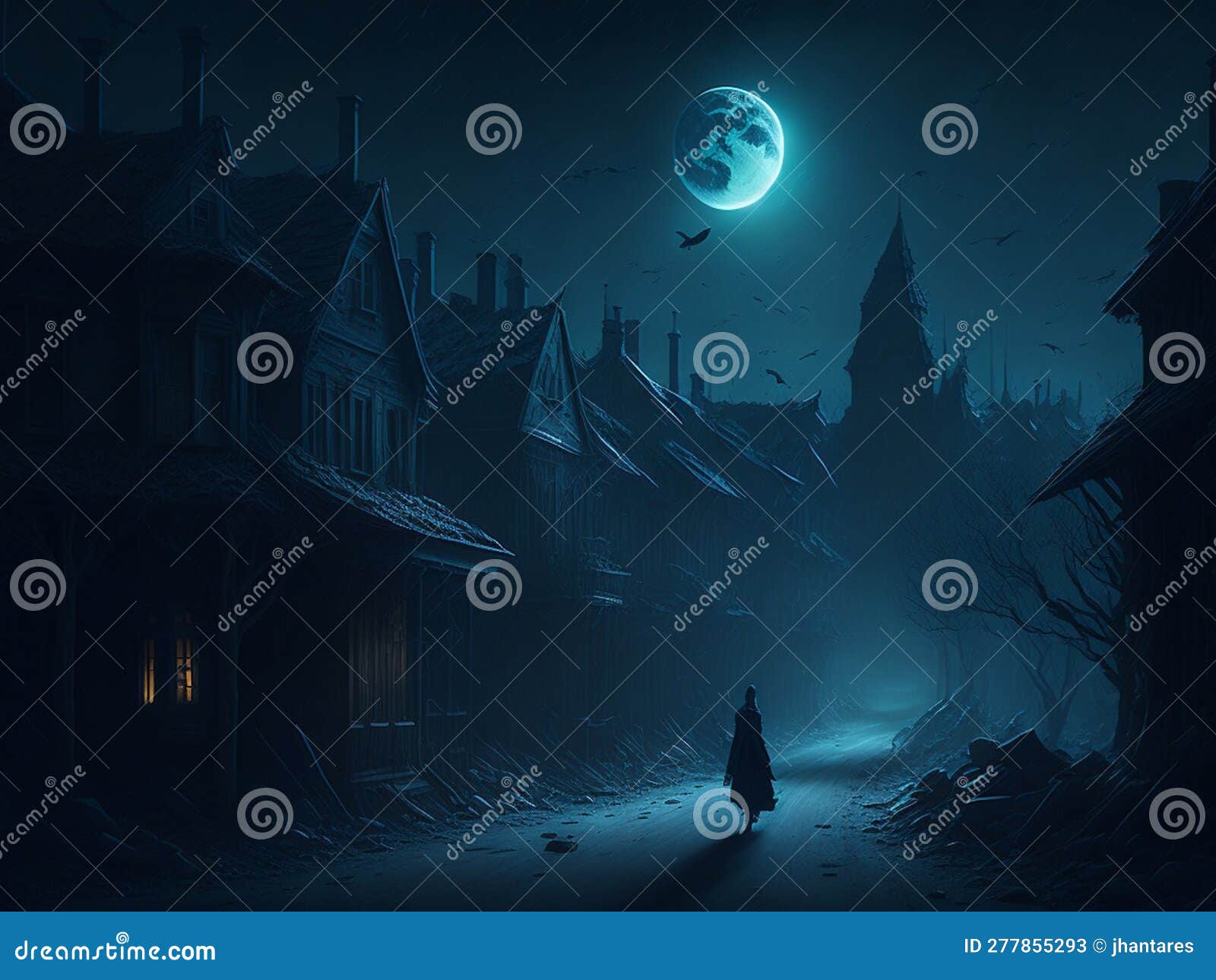 Nightmarish Landscape Where The Moonlight Royalty-Free Stock Photo ...