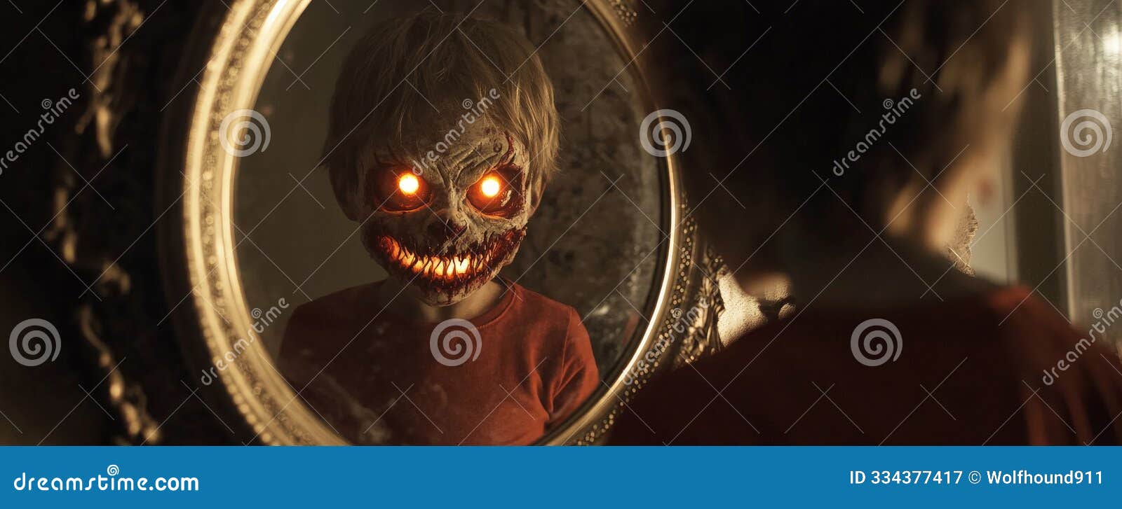 A Nightmarish Reflection in the Mirror Shows a Distorted Version of the ...