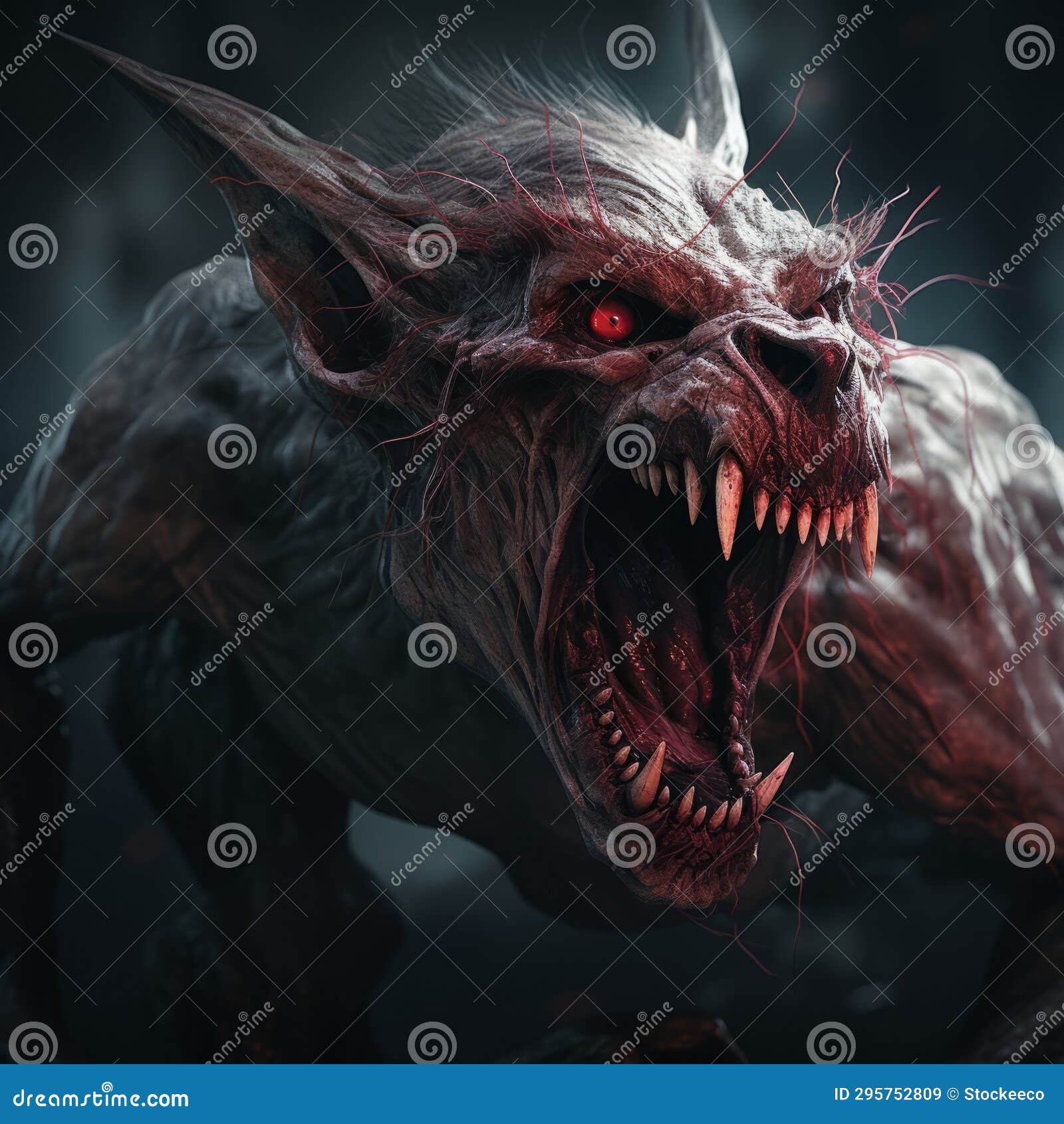 Nightmarish Vampire Creature: a Vray Tracing Demon with Sharp Teeth ...