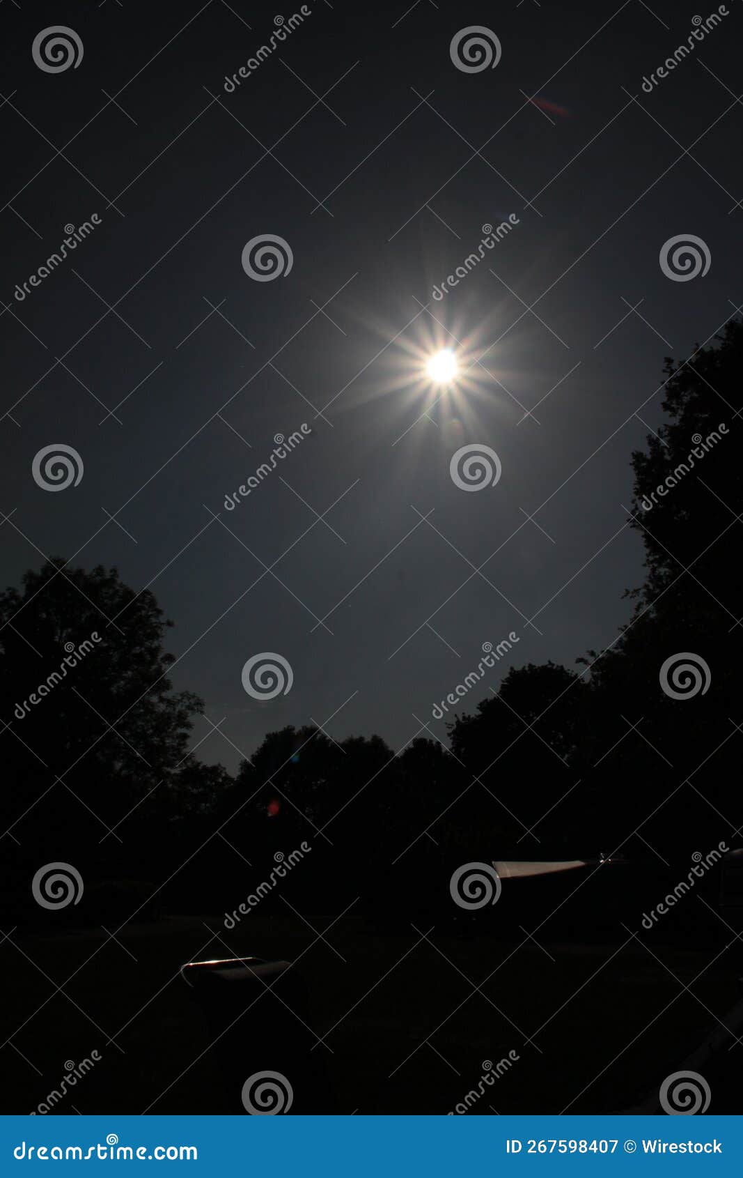 Nightscape with Bright Moonlight Shining in the Dark Sky Stock Image ...