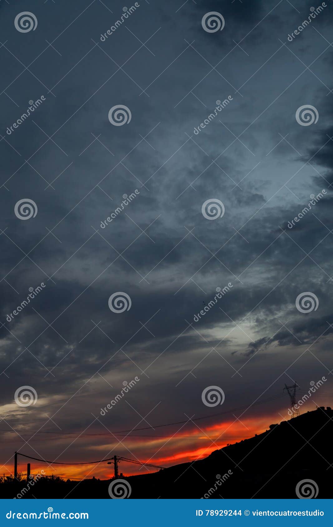 Nightscape with Dramatic Blue Sky. Stock Photo - Image of orange ...