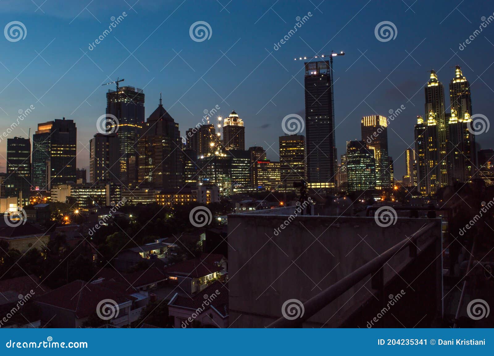Nightscape View of Downtown Jakarta with High Rise Building Stock Image ...