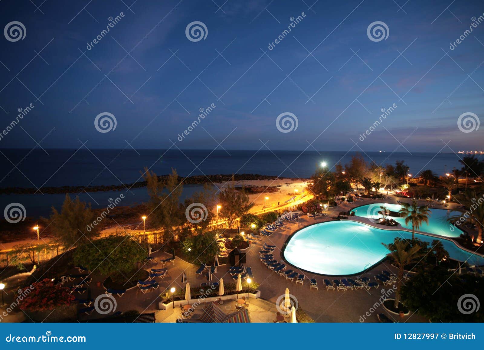 Nightsea view from Hotel stock image. Image of lansarote - 12827997