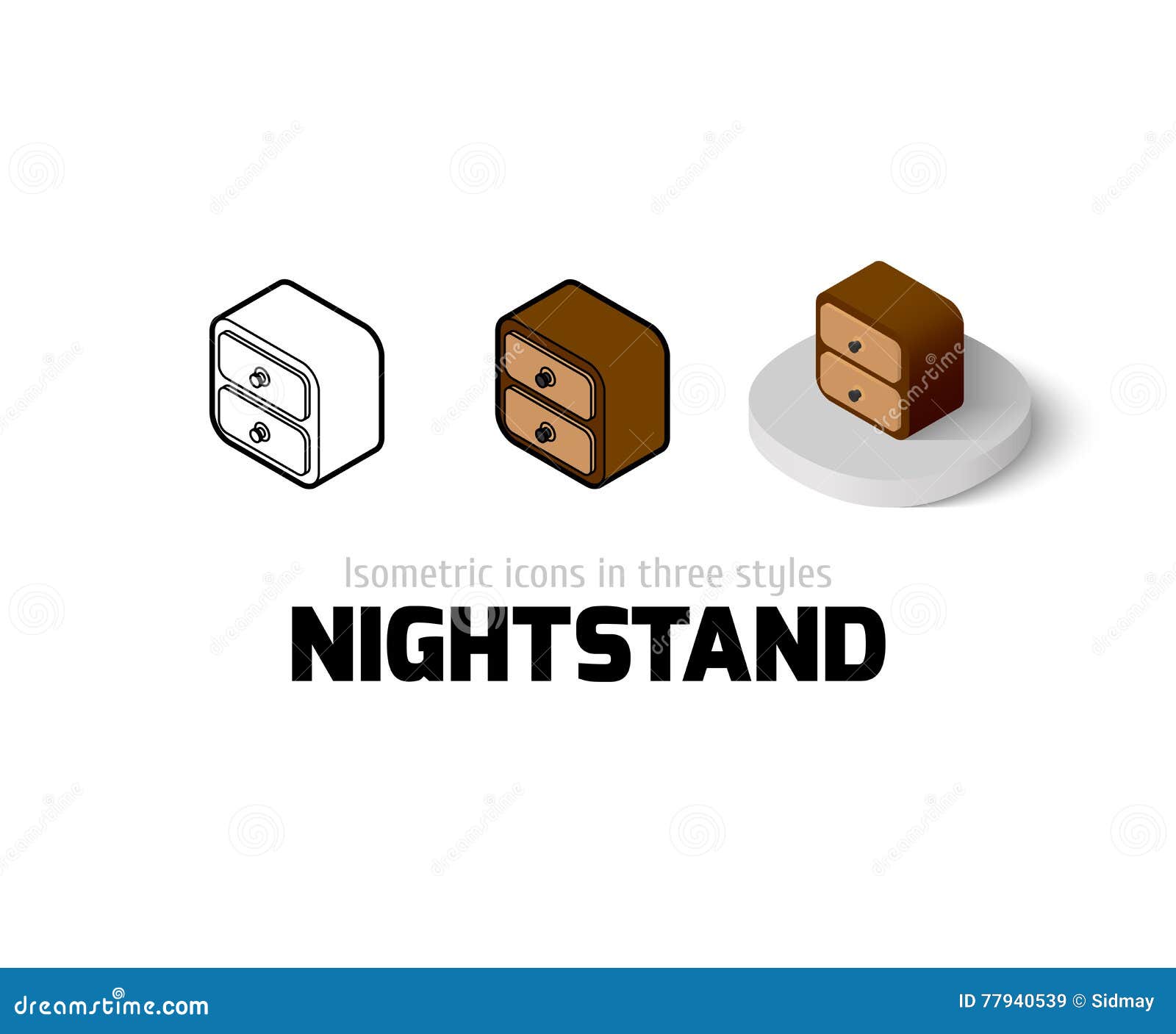 Nightstand Icon in Different Style Stock Vector - Illustration of night ...