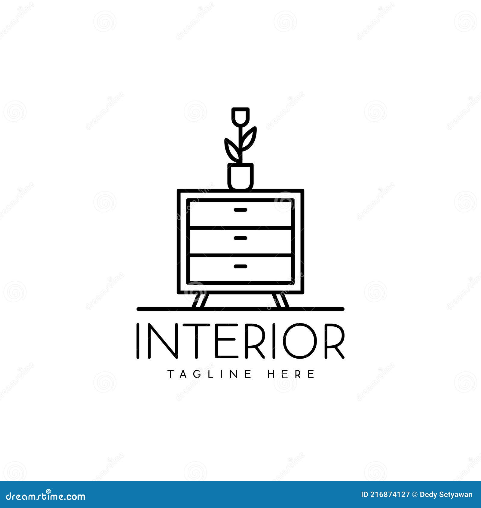 Nightstand Interior Logo Design Monoline Stock Vector - Illustration of ...