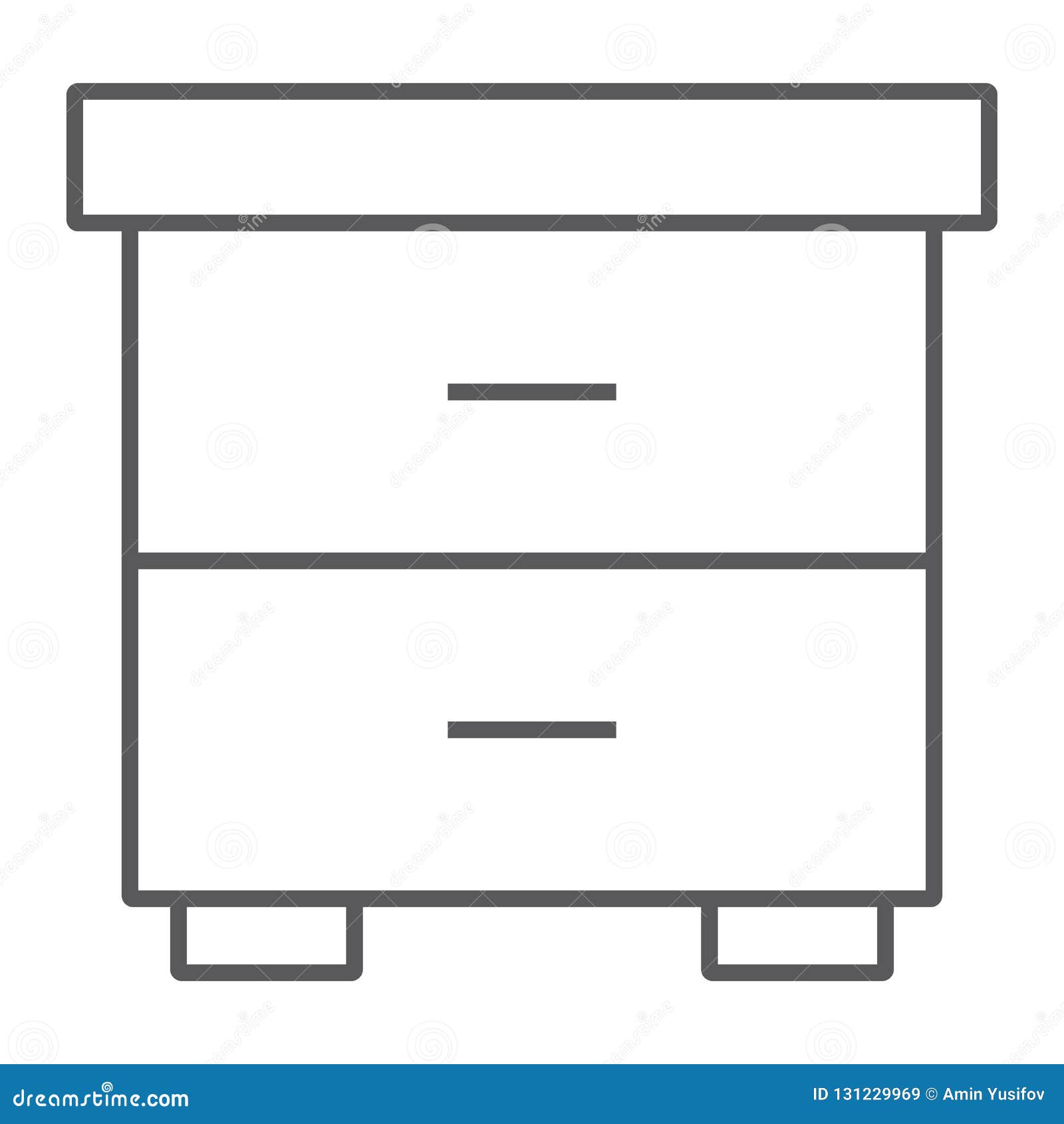 Nightstand Thin Line Icon, Furniture and Home, Bedside Table Sign, Vector Graphics, a Linear ...