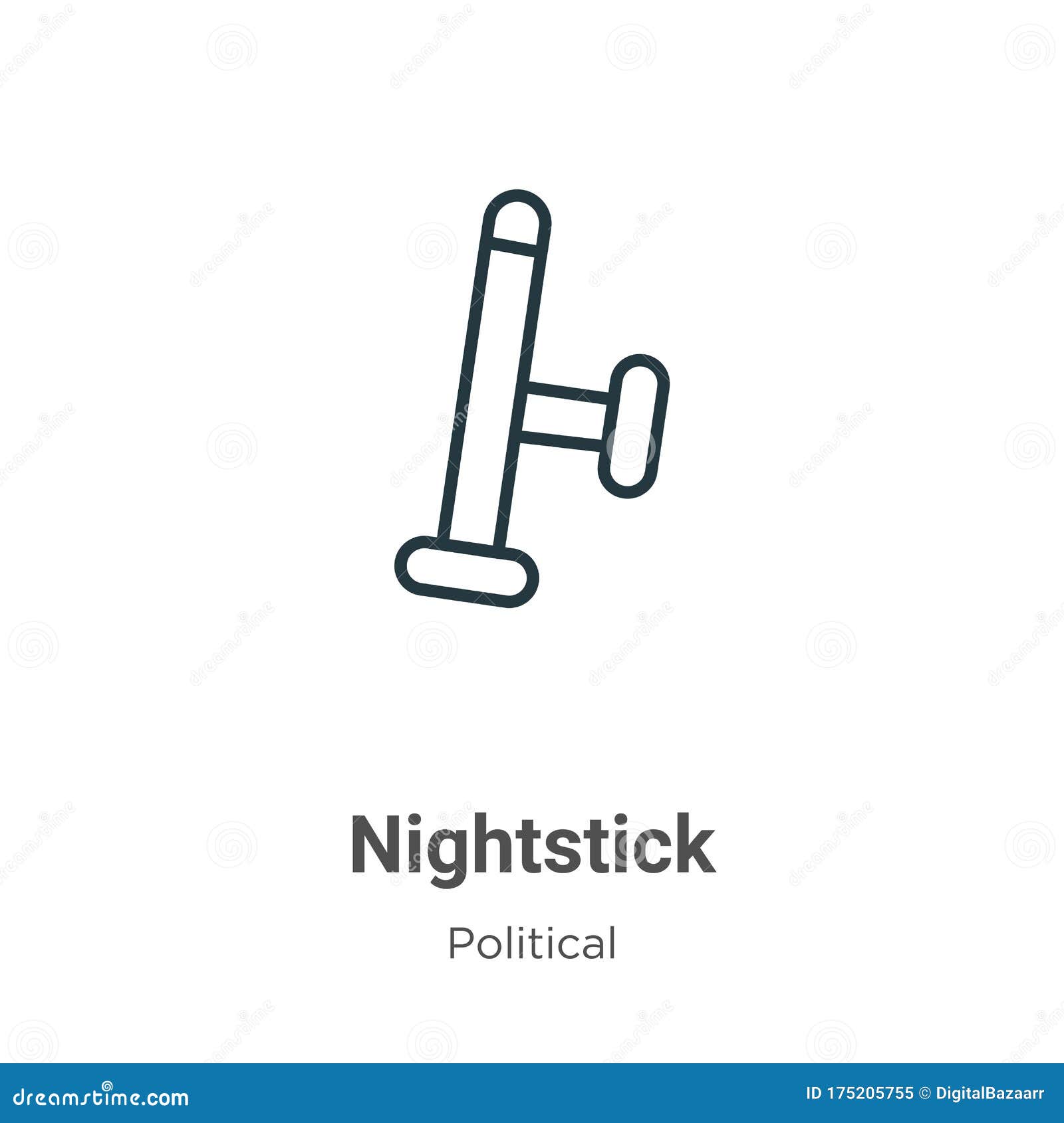 Nightstick Vector Icon On Transparent Background, Linea | CartoonDealer ...