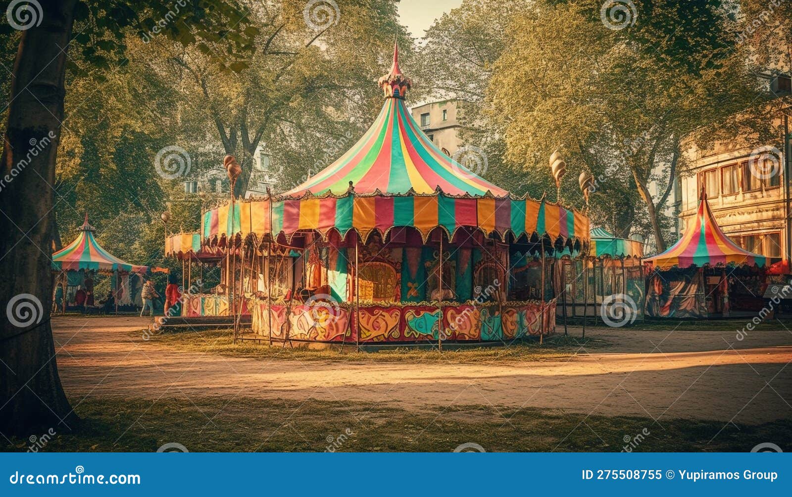 Nighttime Carnival Fun, Spinning Wheels, Bright Colors Generated by AI ...
