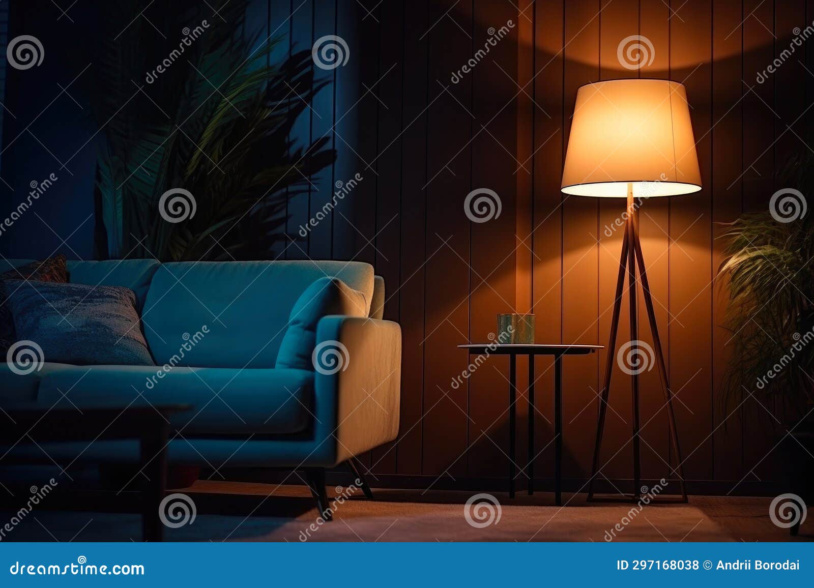 Nighttime Comfort: Interior Lighting Design. Stock Illustration ...