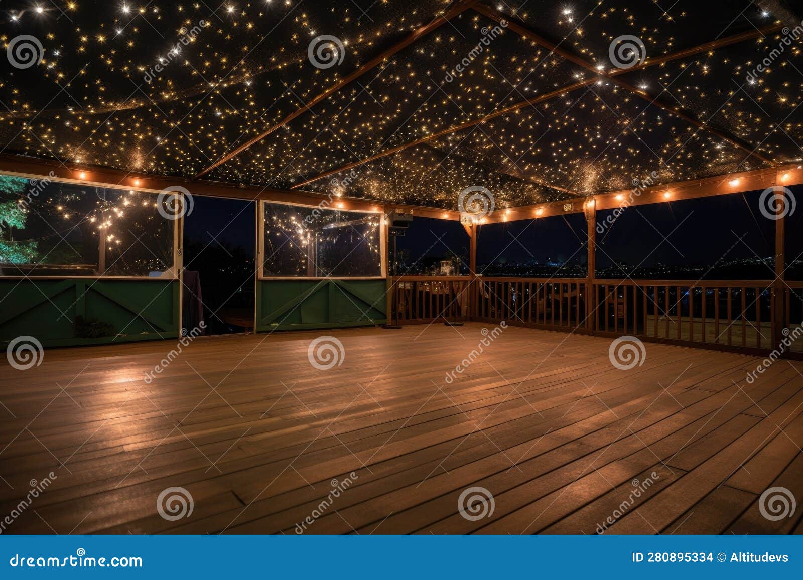 Nighttime Dance Floor, with Twinkling Lights and Starry Sky Visible ...
