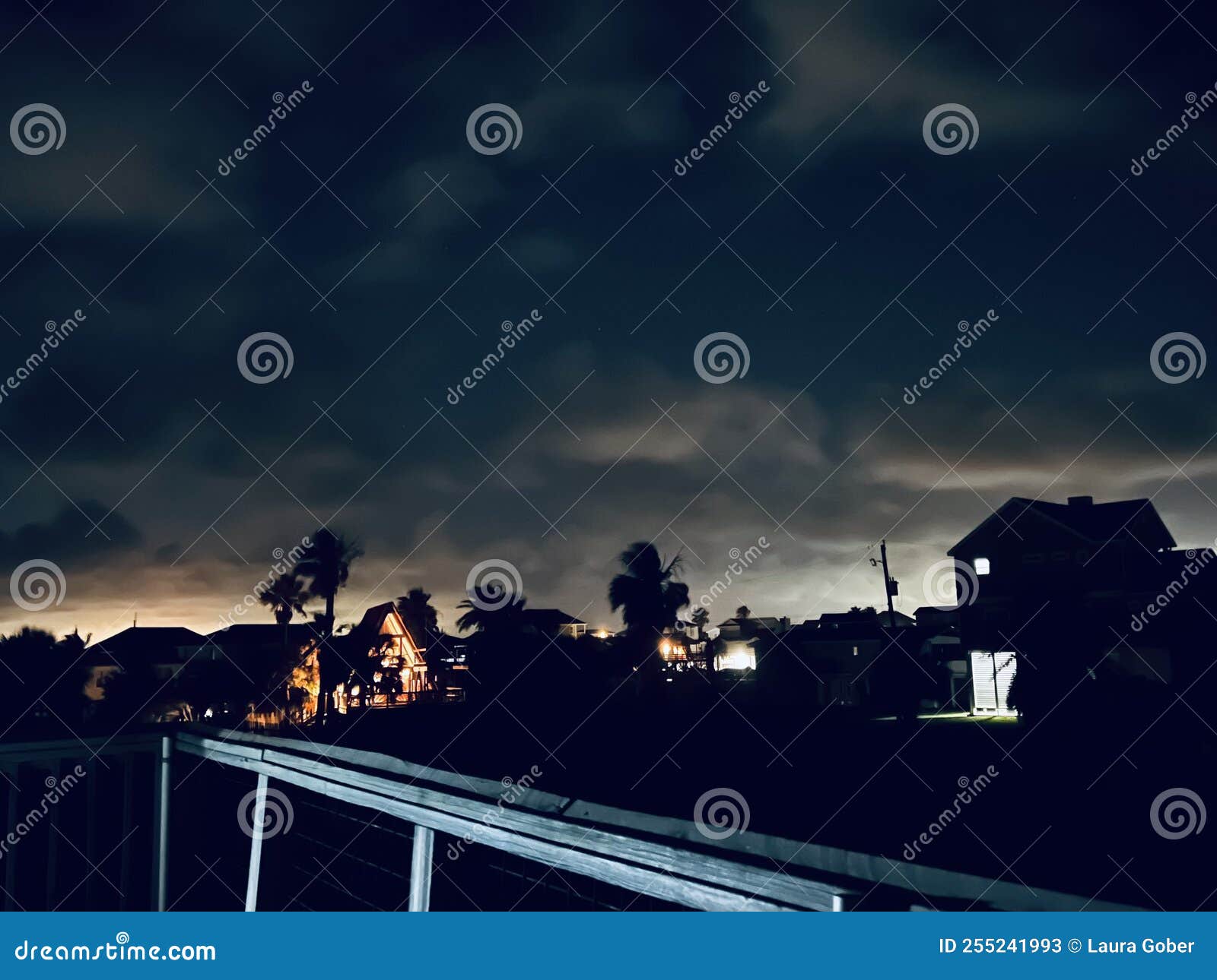 Nighttime in Galveston stock image. Image of city, galveston - 255241993